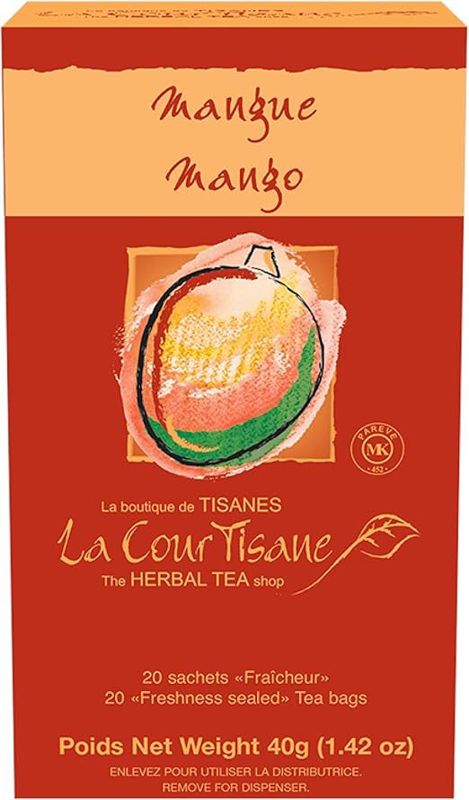 La Courtisane Herbal Tea Mango, Kosher, Gluten-Free, 20 Count, 40g ...