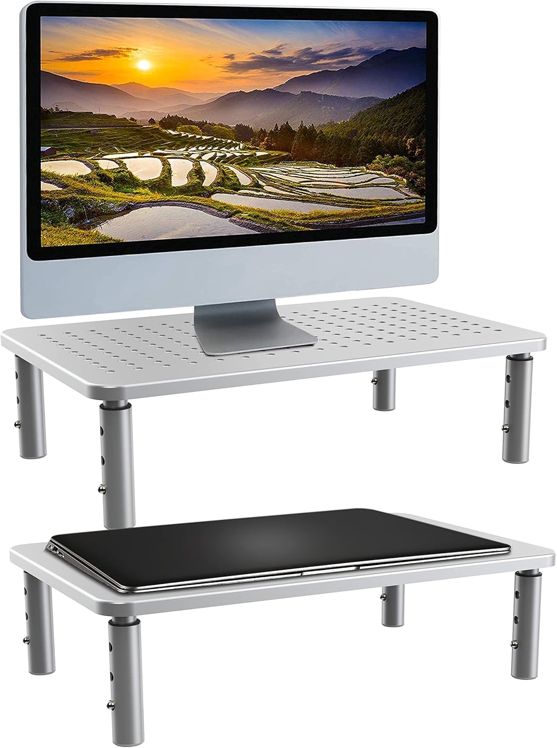 Amazon.com: Husky Mounts 2-Pack Monitor Stand Metal Riser Ergonomic ...