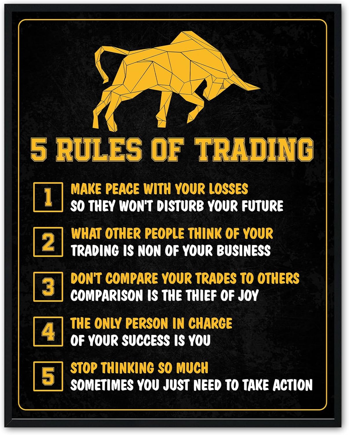 16x20 Inch - 5 Rules of Trading Poster Unframed, Trader Trading Poster ...