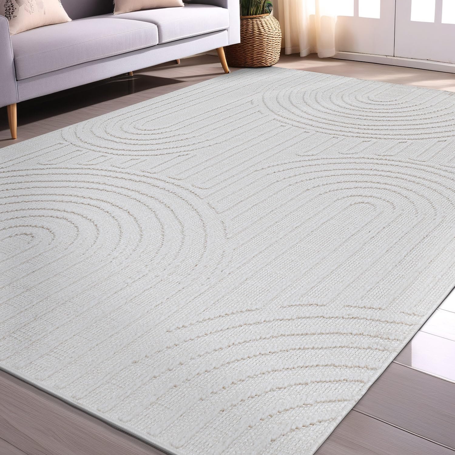 Amazon.com: Beverly Rug Micro Loop Area Rug White 5x7 Modern Luxury ...