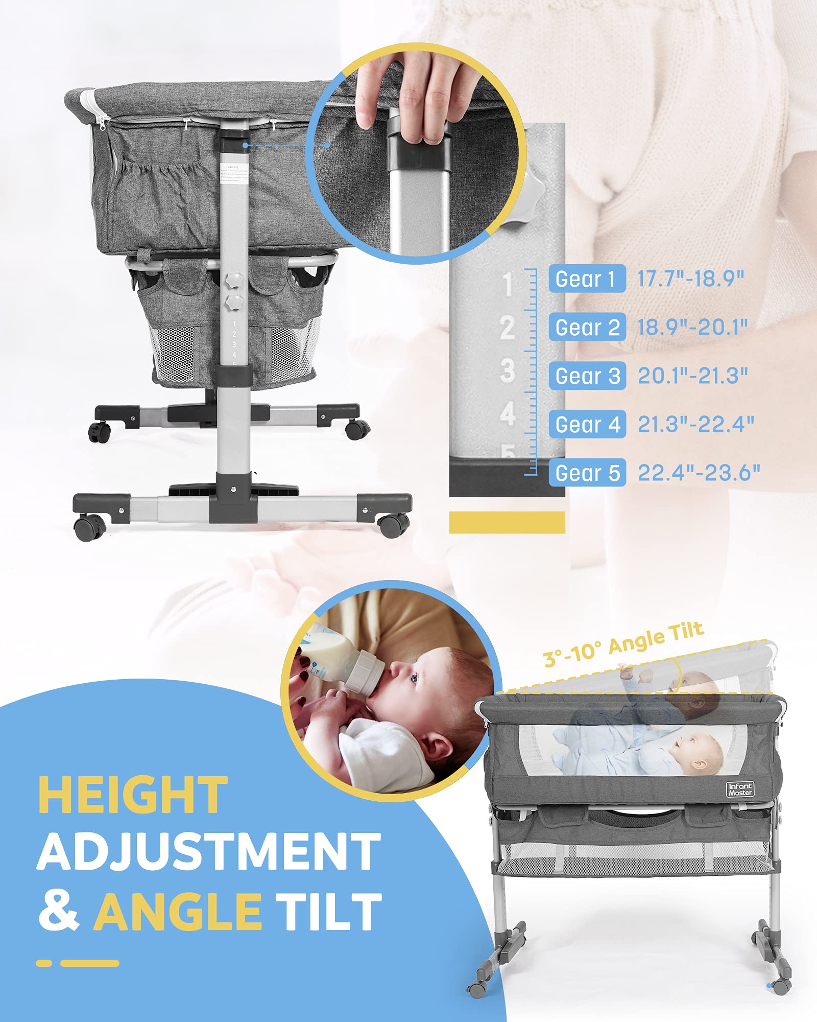 Portable Crib, Infant Master Bedside Bassinet, Portable Travel Crib ...