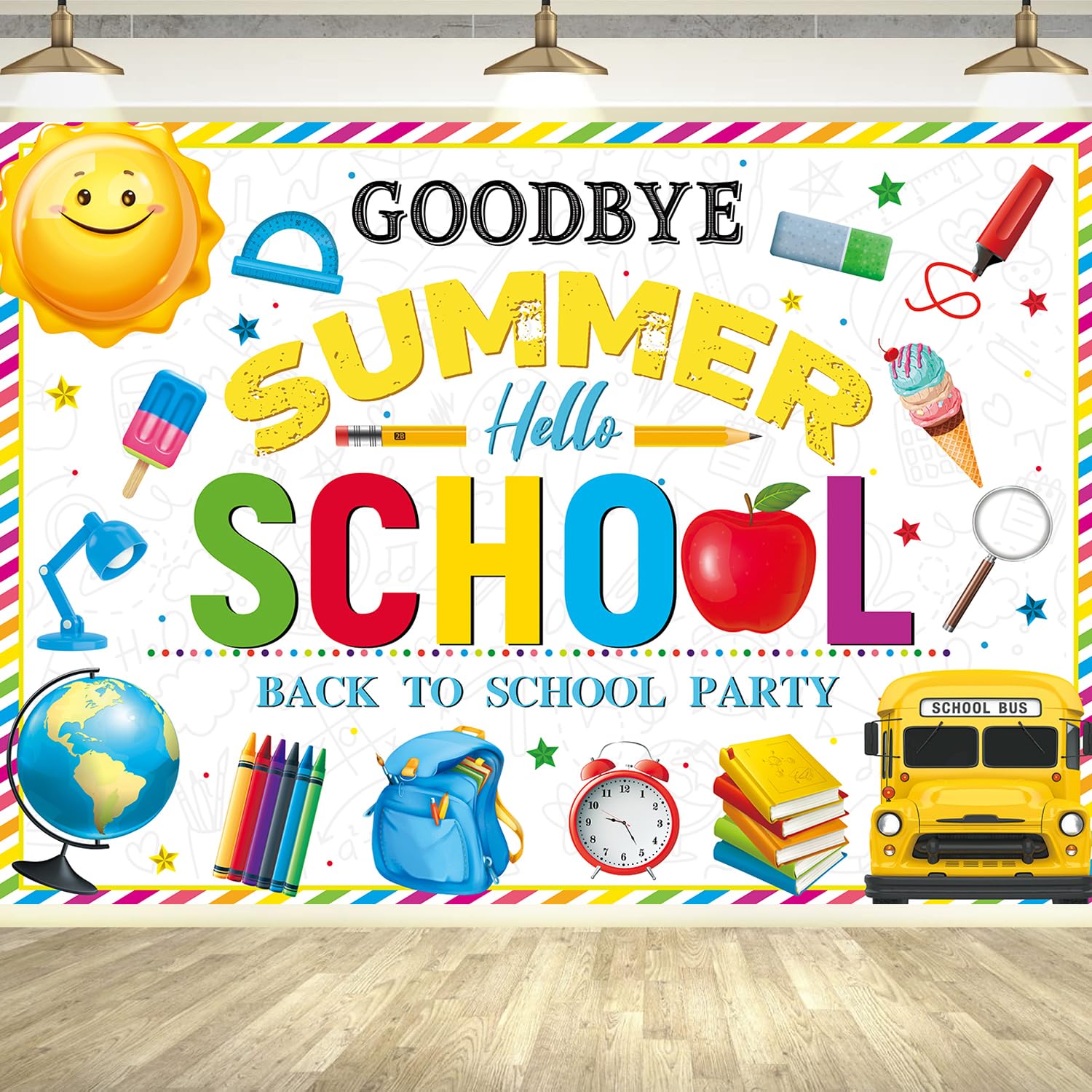 Snapklik.com : Goodbye Summer Hello School Backdrop 8x6FT First Day Of ...