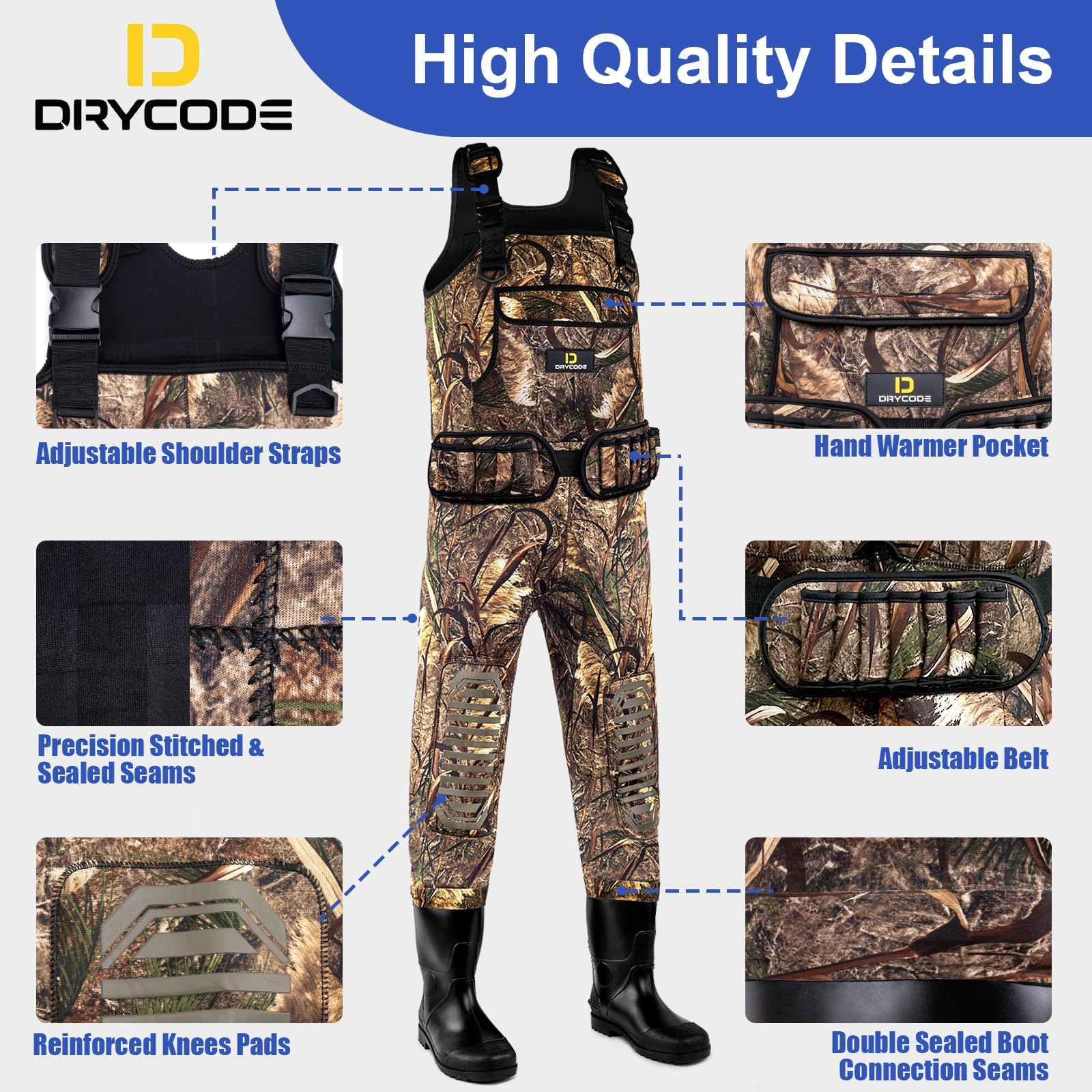 DRYCODE Fishing Waders for Men, Chest Waders for Women with Boots Waterproof, Neoprene Waders ...