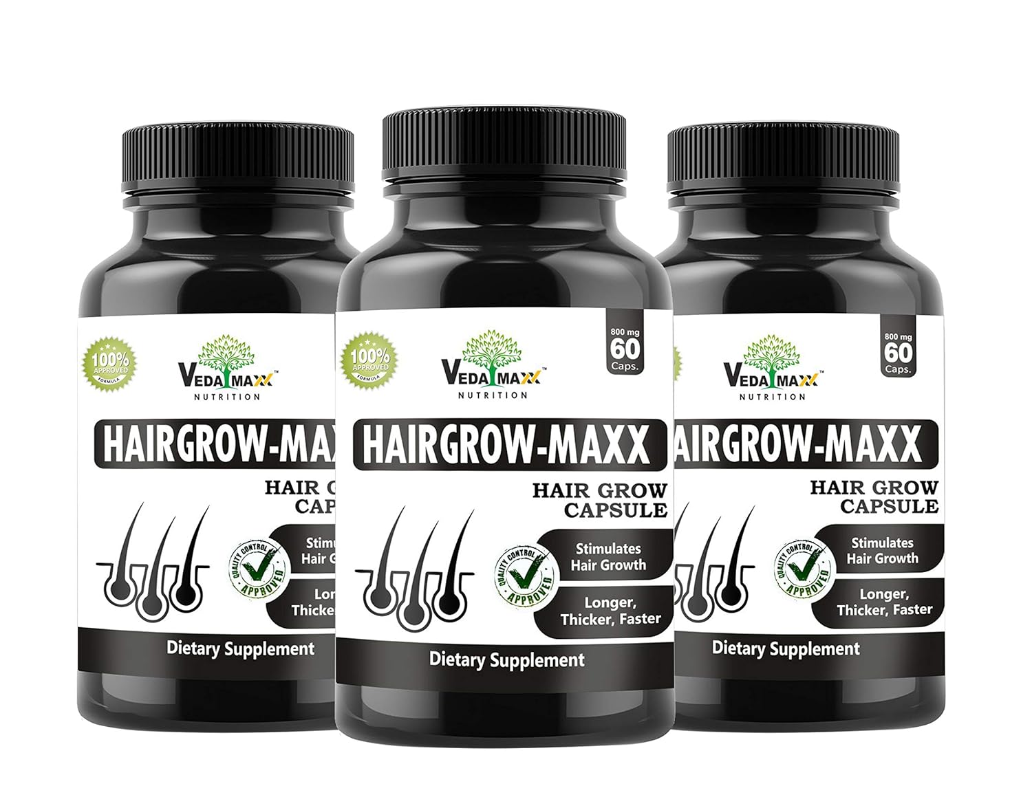 Buy VEDA MAXX Hair Grow Maxx Capsules Supplement for Longer, Thicker ...