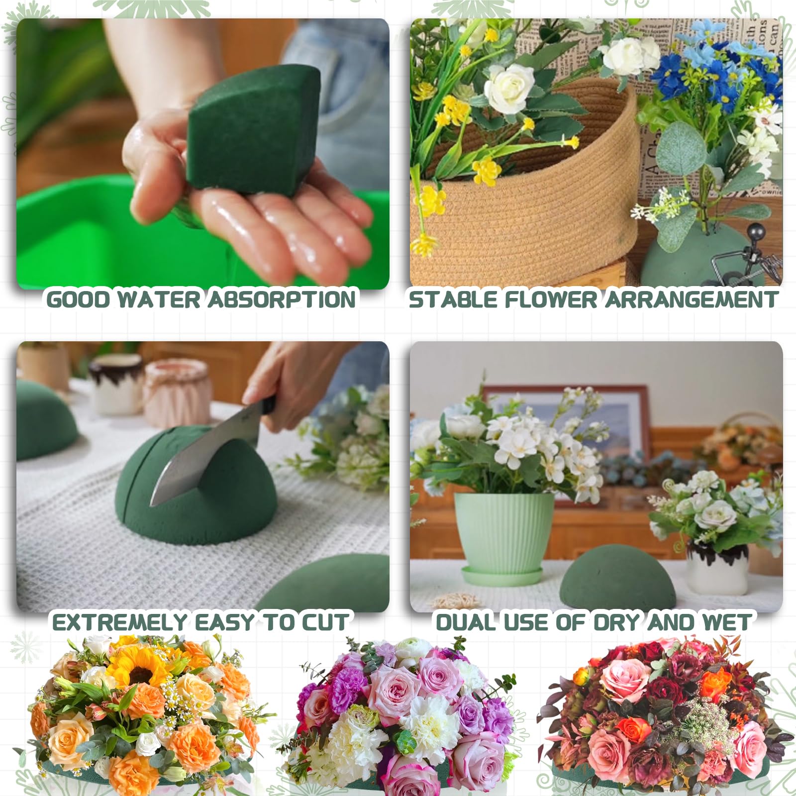 Round Arrangements Using Foam Flower Foam EXCEART 6 Pcs Floral Foam