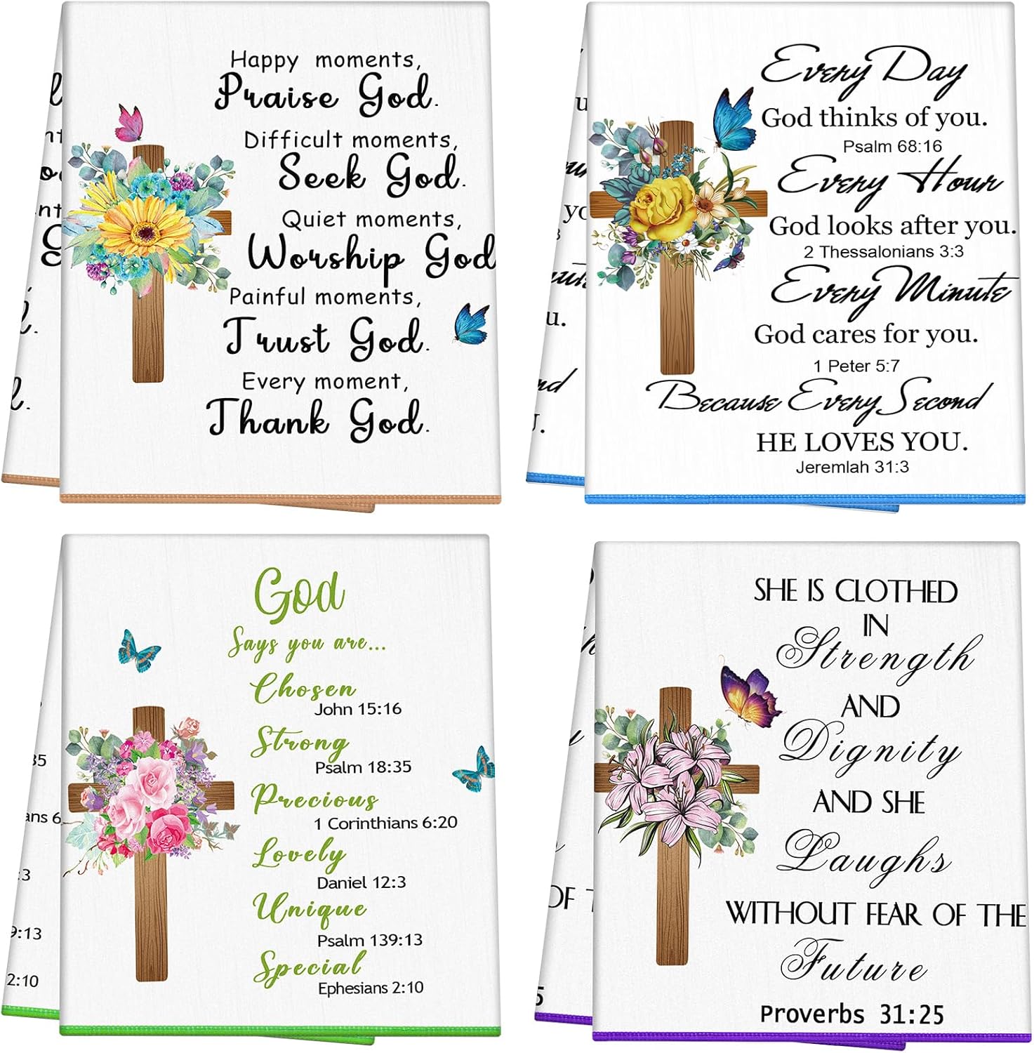 Rtteri 4 Pcs Christian Kitchen Dish Towels Hymn Tea Towels with ...