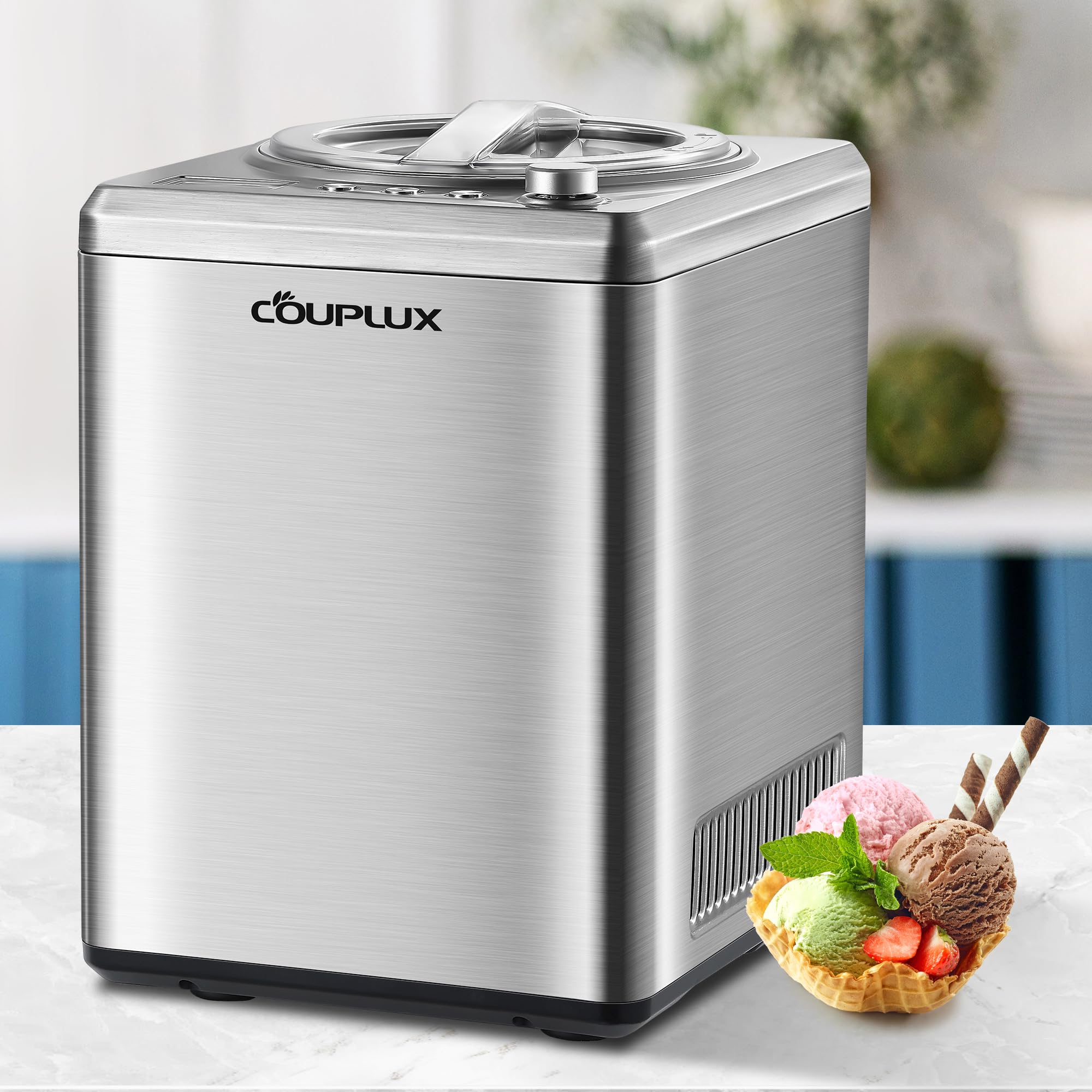 Amazon.com: COUPLUX Ice Cream Maker with Compressor, Automatic Ice ...
