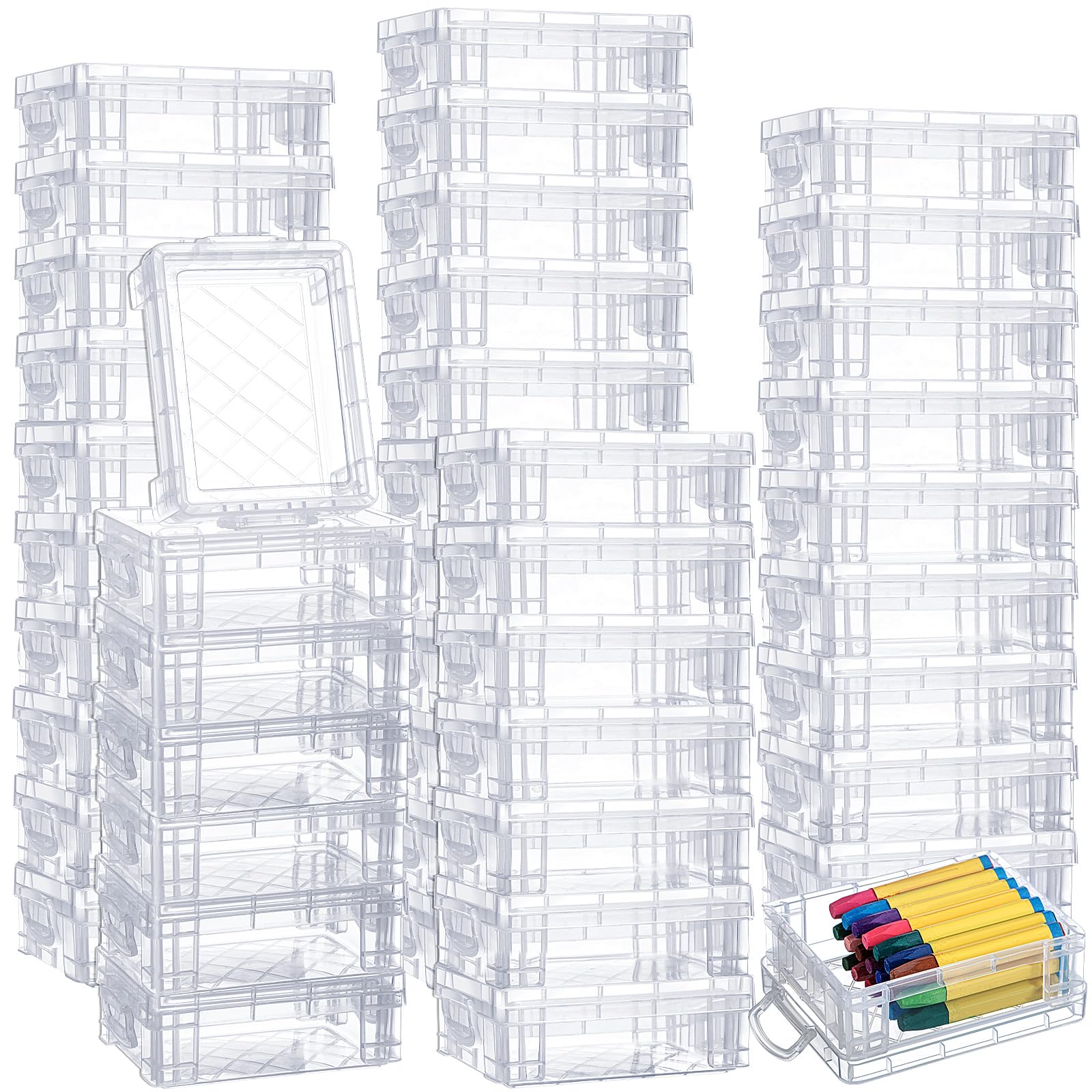 Amazon.com : Suzile 45 Pcs Plastic Crayon Box with Lid Clear Crayon ...