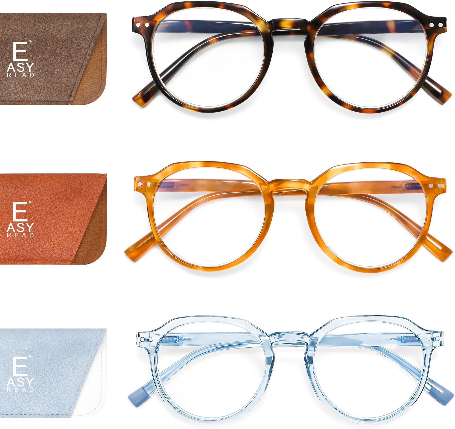 Amazon.com: MODFANS Women Reading Glasses 4Pack Large Round Frame ...