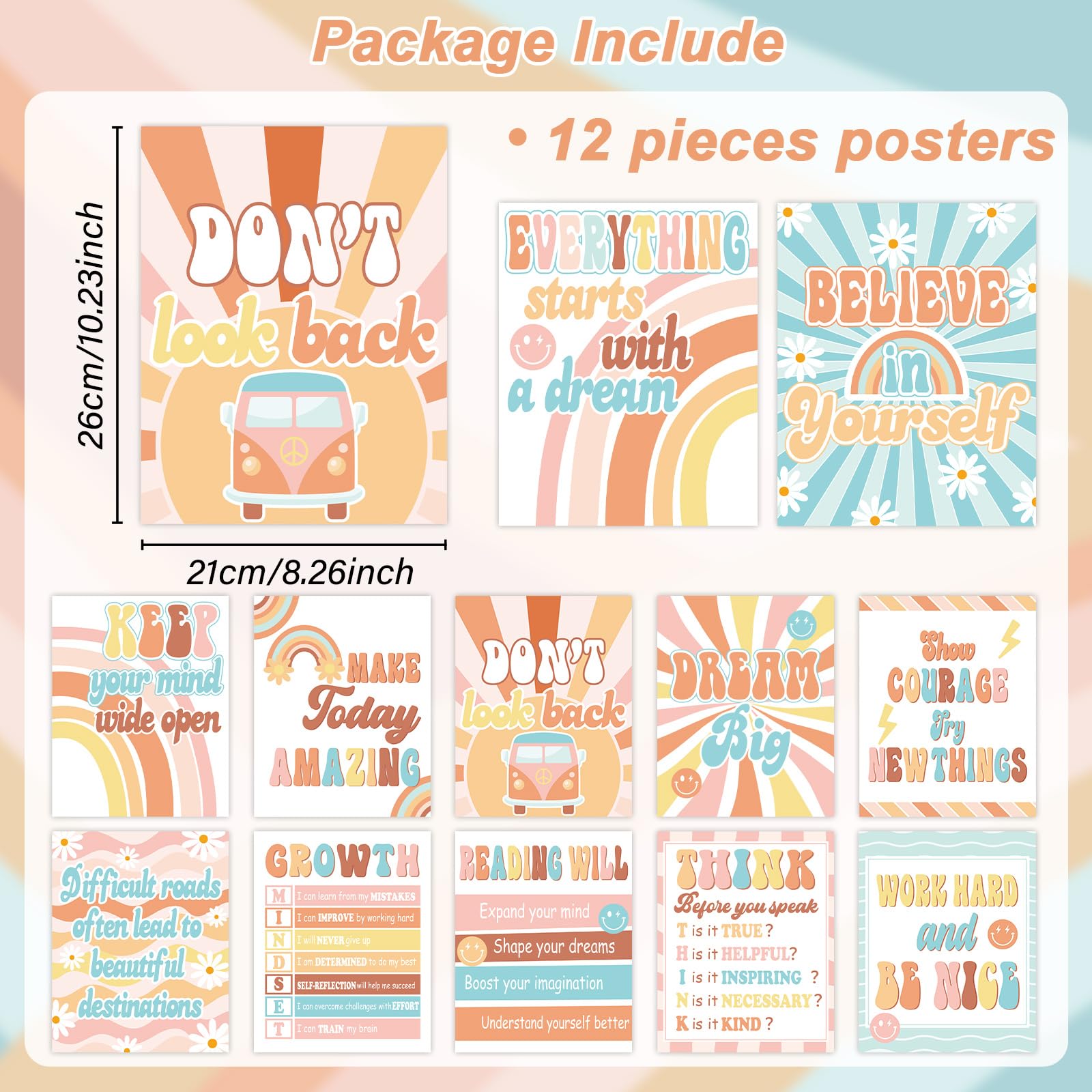 Snapklik.com : ZOIIWA 12 Retro Groovy Classroom Decorations Posters ...