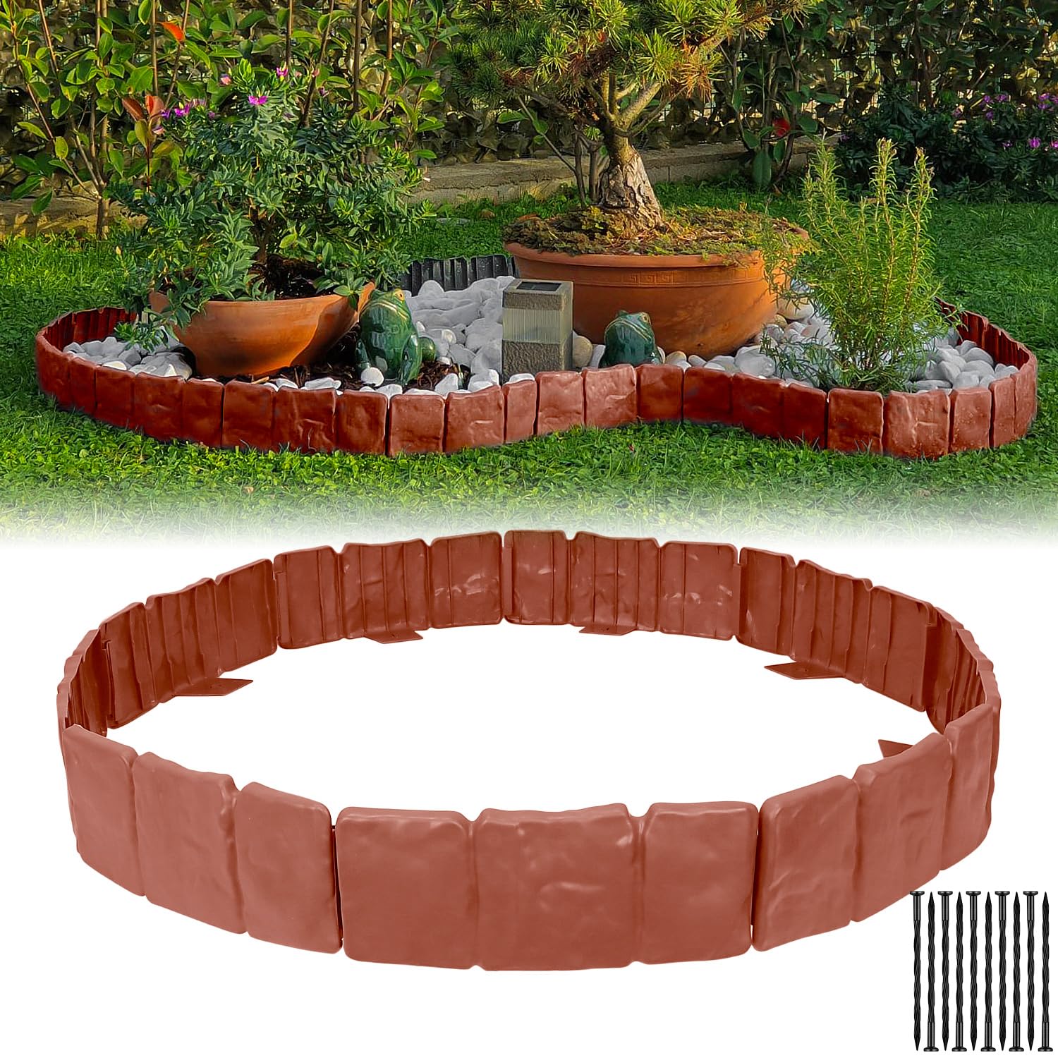 Red Scallop Edging Stone Groundsmart Premium Rubber 4 Foot Scallop