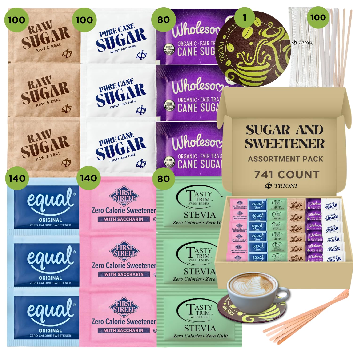Amazon.com: Sugar and Sweetener Assortment Packets Bundle Includes 680 ...