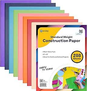 Amazon.com: Construction Paper Assorted Colors, 9” x 12” Standard ...
