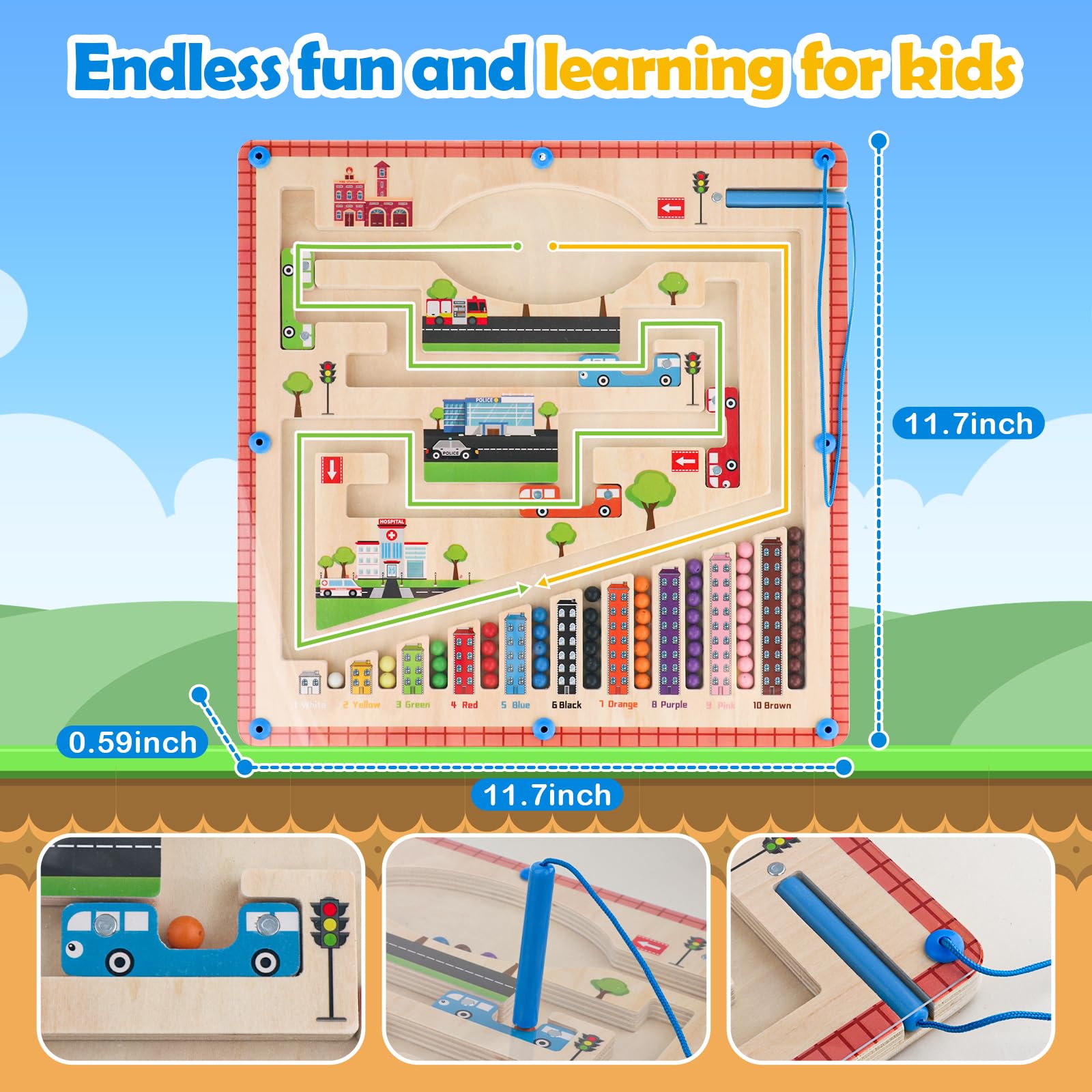 Snapklik.com : Magnetic Color And Number Maze - Wooden Magnet Counting ...