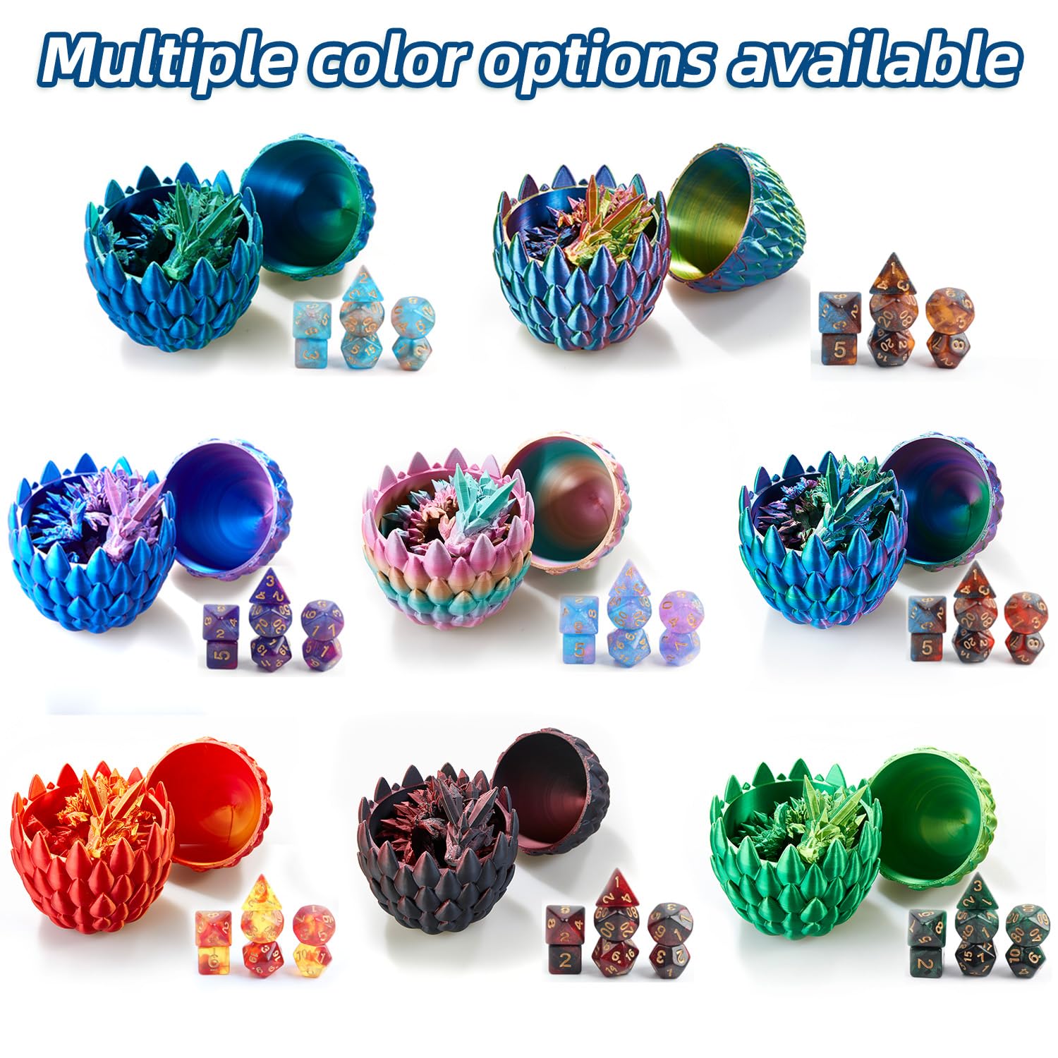 Snapklik.com : DND Dice Set (7 Pieces) And 3D Printed Dragon Egg,Fidget ...