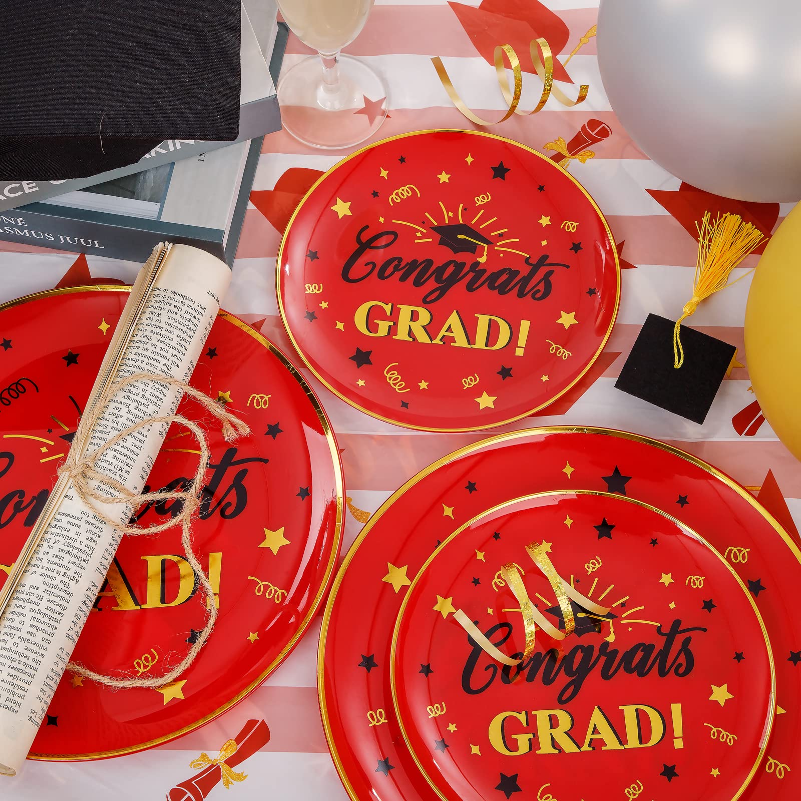 Snapklik.com : 100PCS Graduation Party Plates Gold Plastic Disposable ...