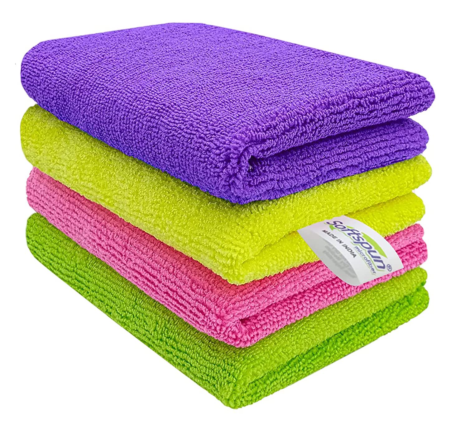 SOFTSPUN Microfiber Cloth - 4 pcs - 30x40 cms - 340 GSM Multicolor ...