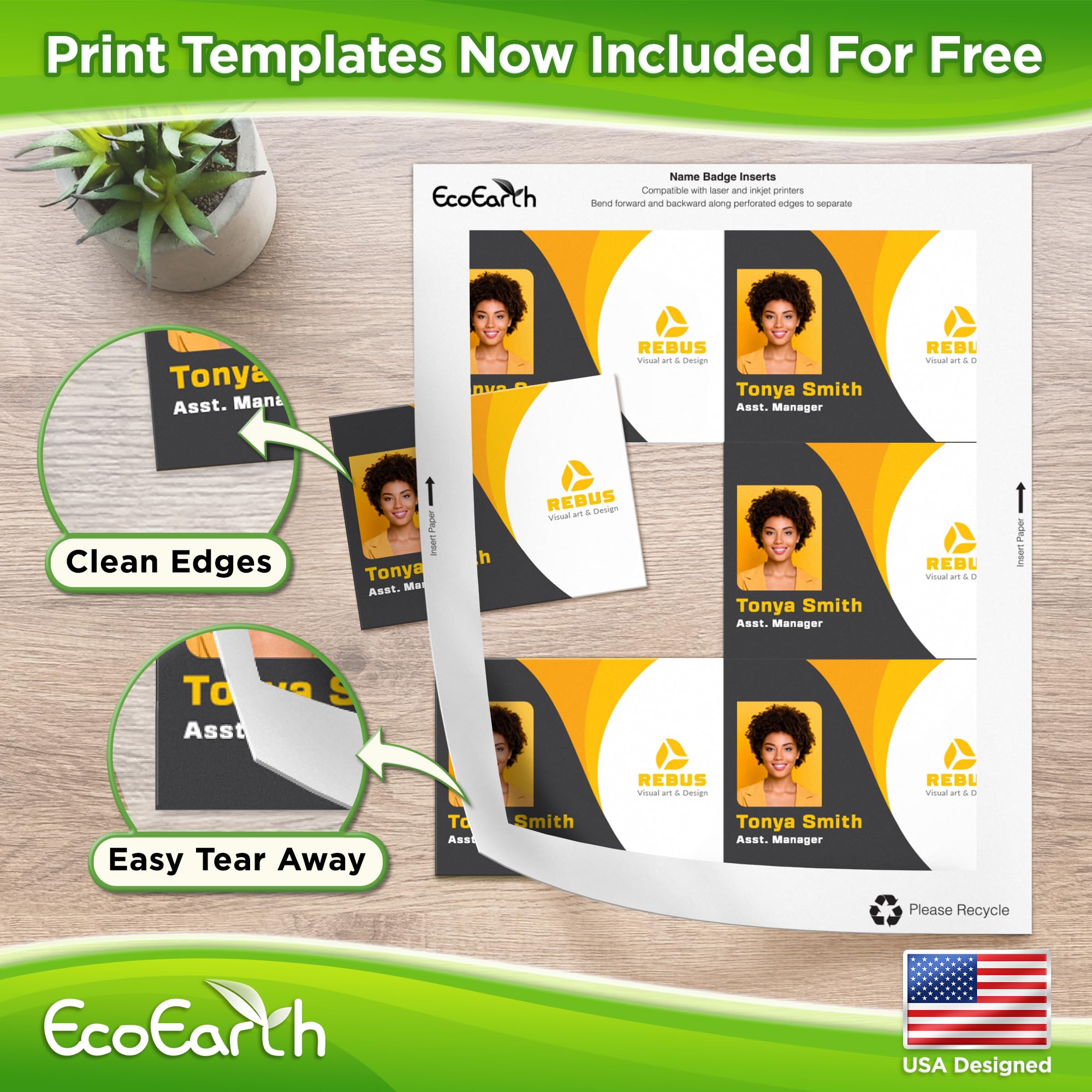 Snapklik.com : Name Badge Inserts - 3x4 Inches, 120 Cards, 20 Sheets ...