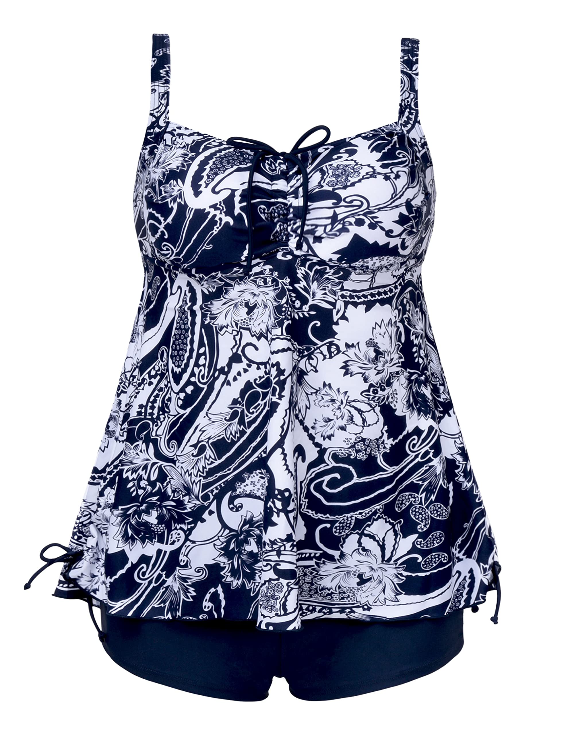 Plus Size Swim Paisley Print Two Piece Takini Bathing Suit 8w Worn ...