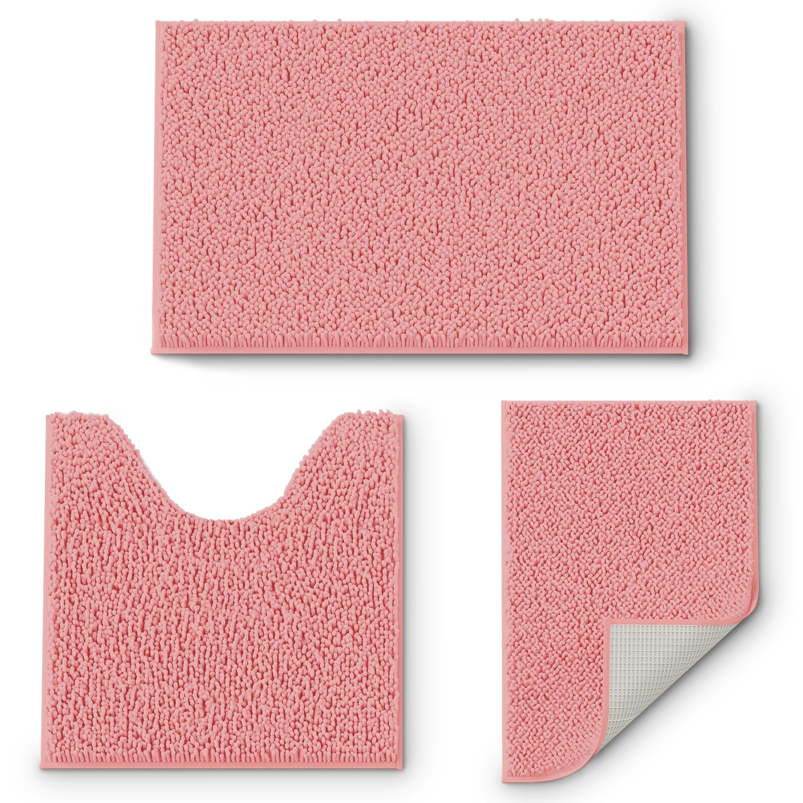 Amazon.com: Pink Bathroom Rugs Sets 3 Piece Super Thick Bathroom Rug ...