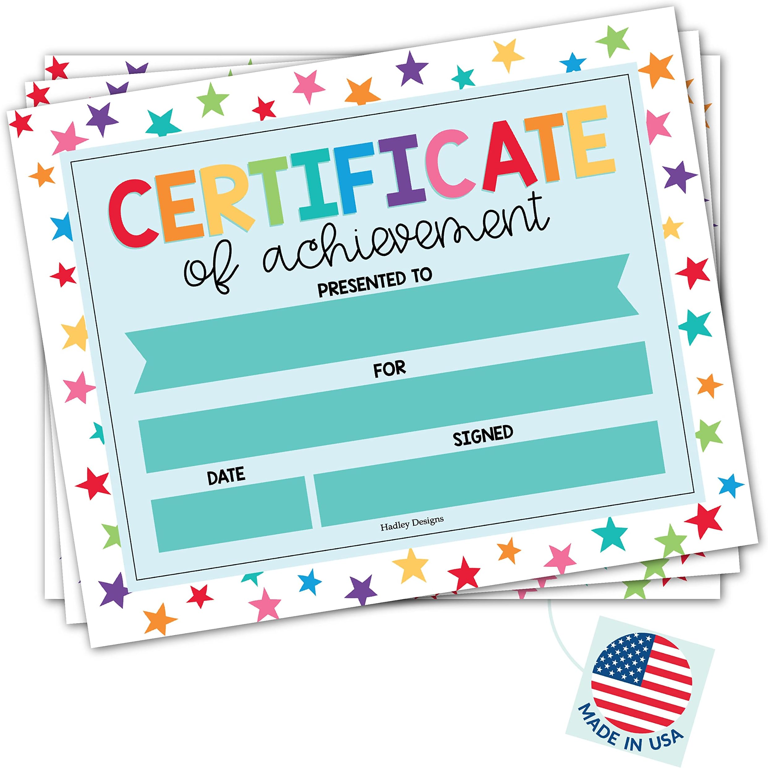 Amazon.com : Colorful Classroom Certificate of Achievement, 25 Pcs ...