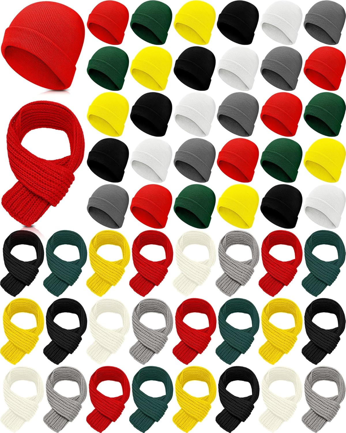 Amazon.com: Twistover 48 Pcs Colorful Winter Hats Scarf Set 24 Pcs Soft ...