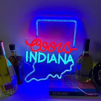 DUNACO Coor Lights Indiana Neon Sign 15"x12" Indiana Map LED Neon ...