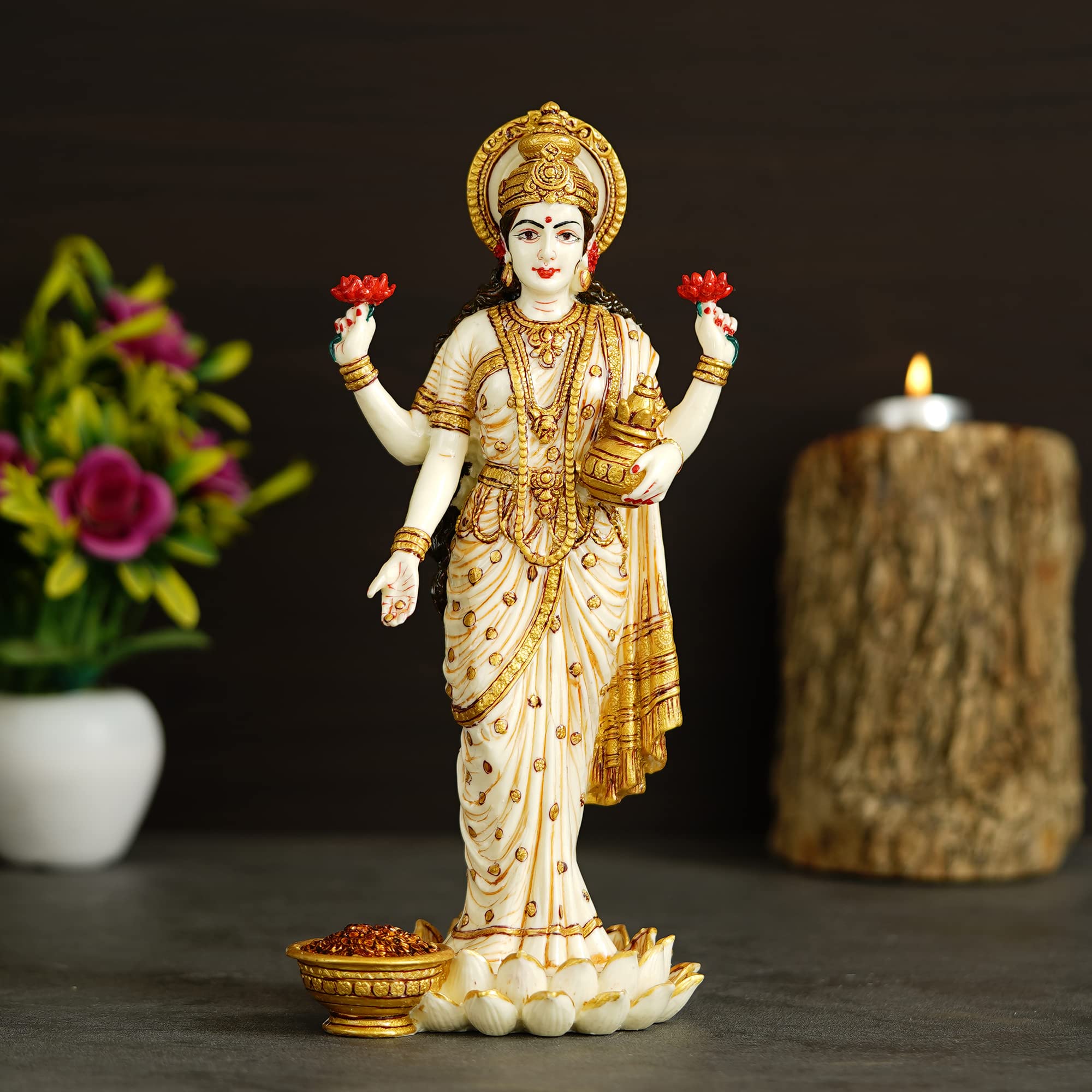 Buy Large Standing Goddess Lakshmi Idol Maa Laxmi Blessing Murti for ...