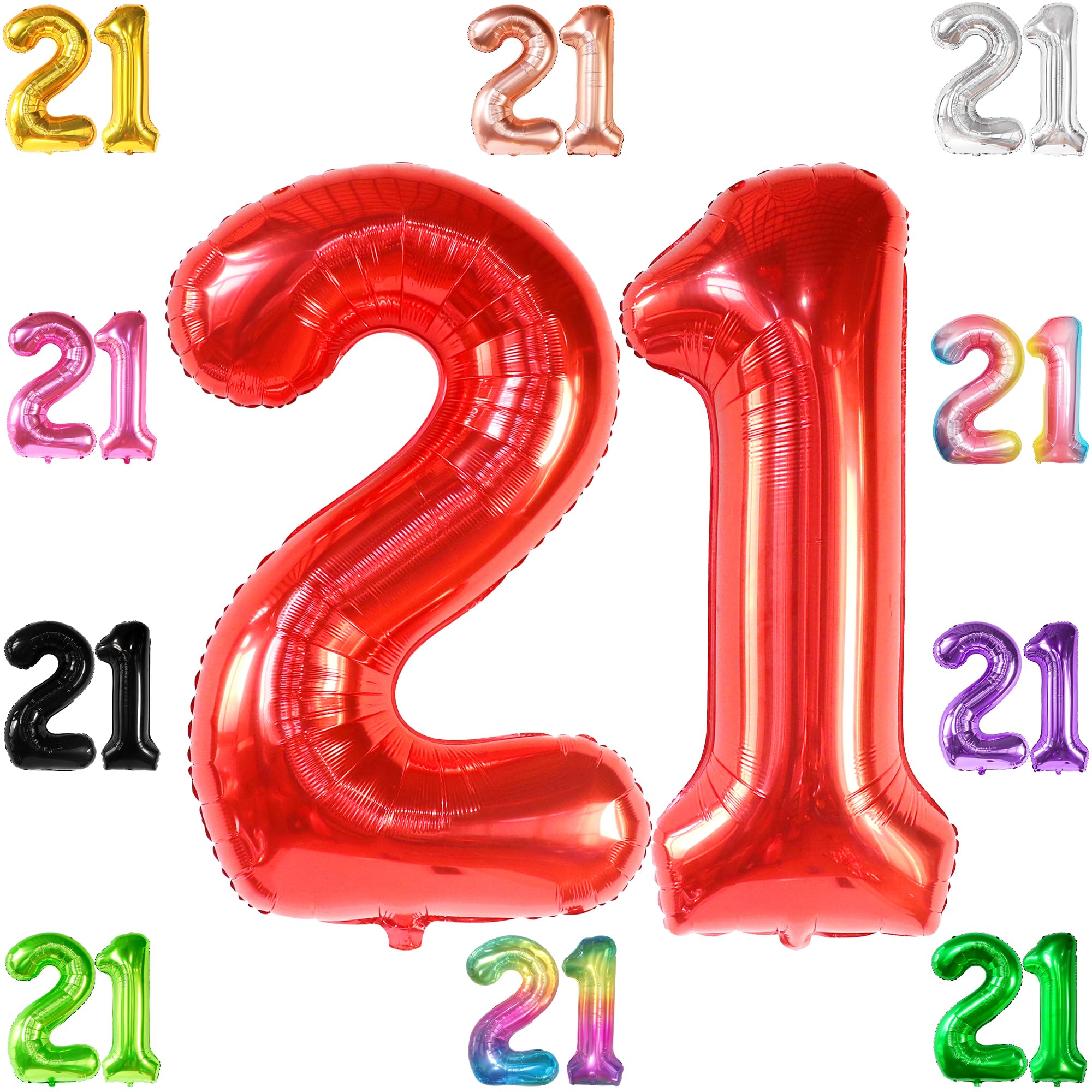 Amazon.com: KatchOn, Red 21 Balloons Numbers - 40 Inch | Red 21st ...