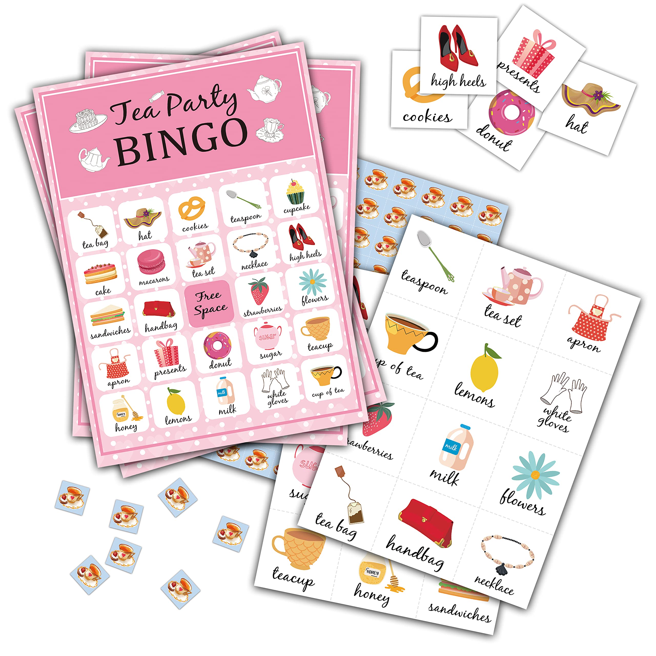 Amazon.com: Levitatinyear Tea Bingo Game, Blush Pink Themed Party Games ...
