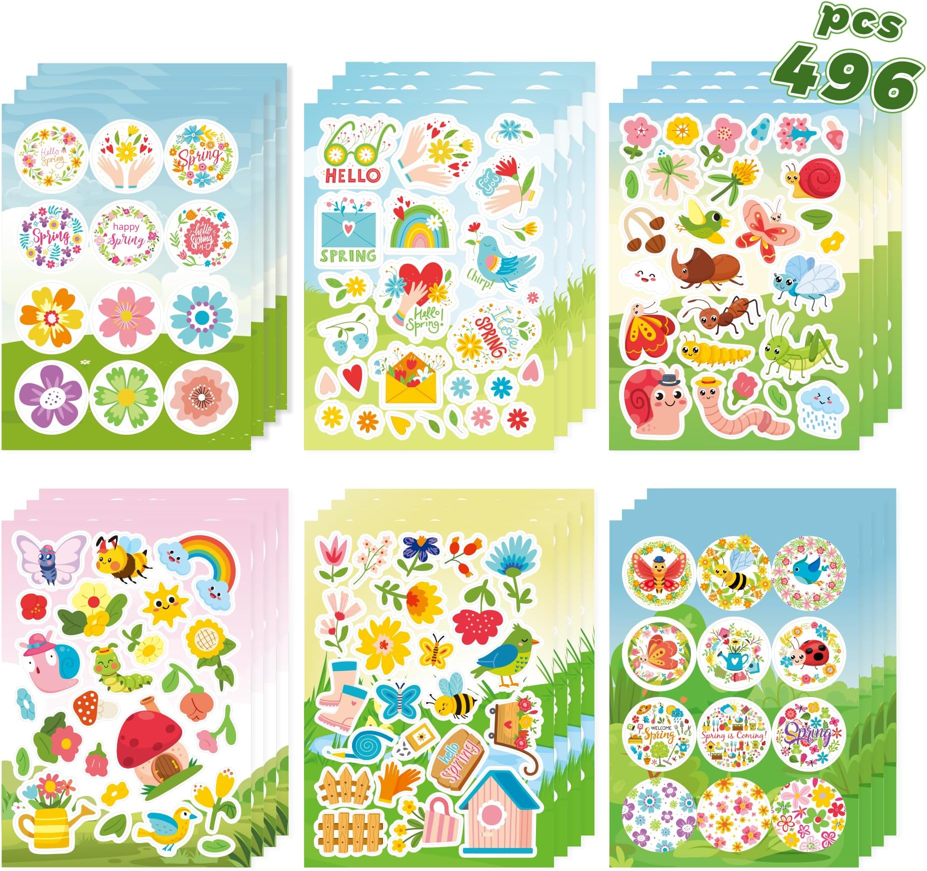 Amazon.com: Joyful Start Spring Stickers for Kids - 496 Pcs Flower ...