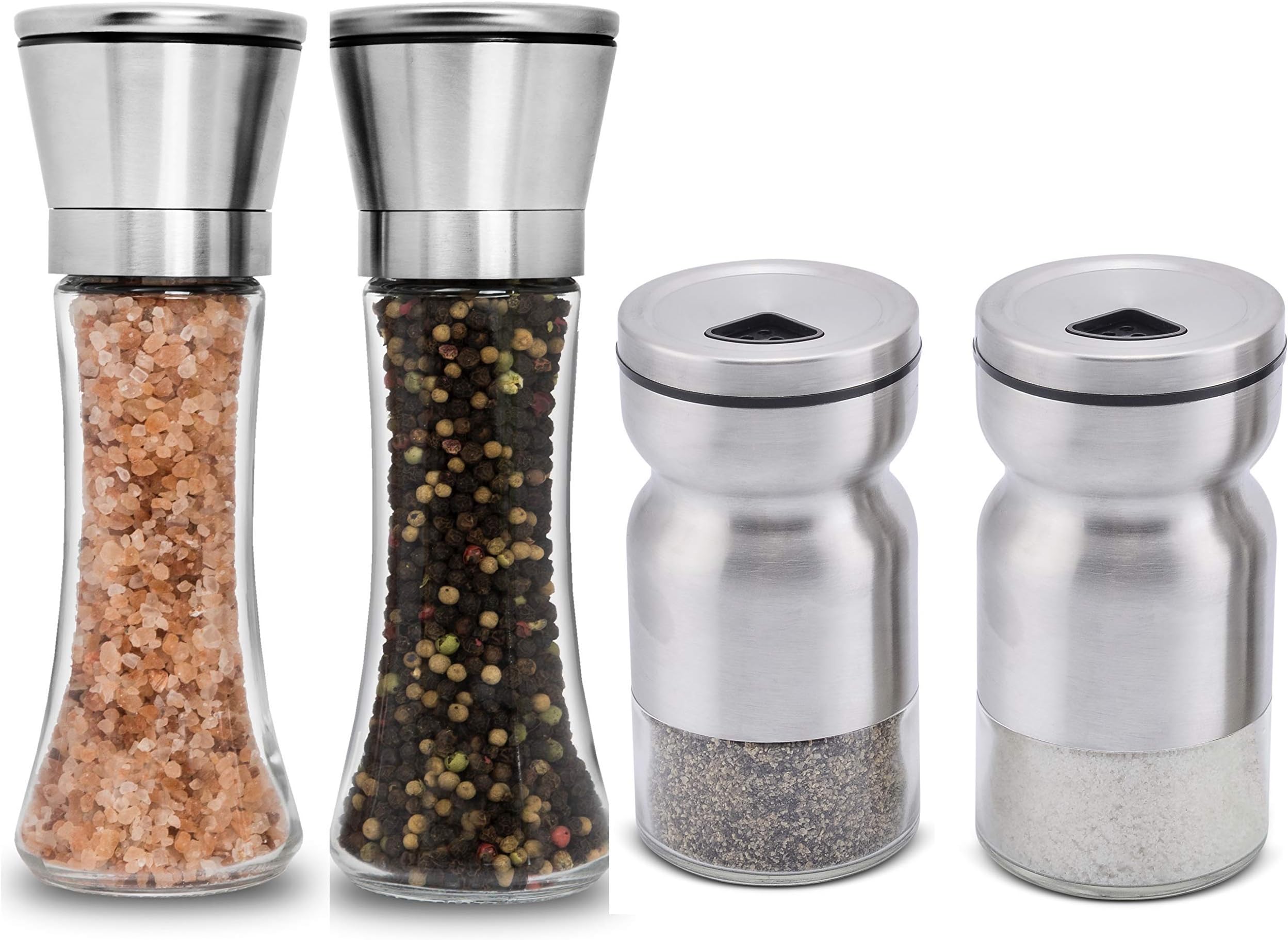 Amazon.com: Home EC Premium Stainless Steel Salt and Pepper Grinder Set ...