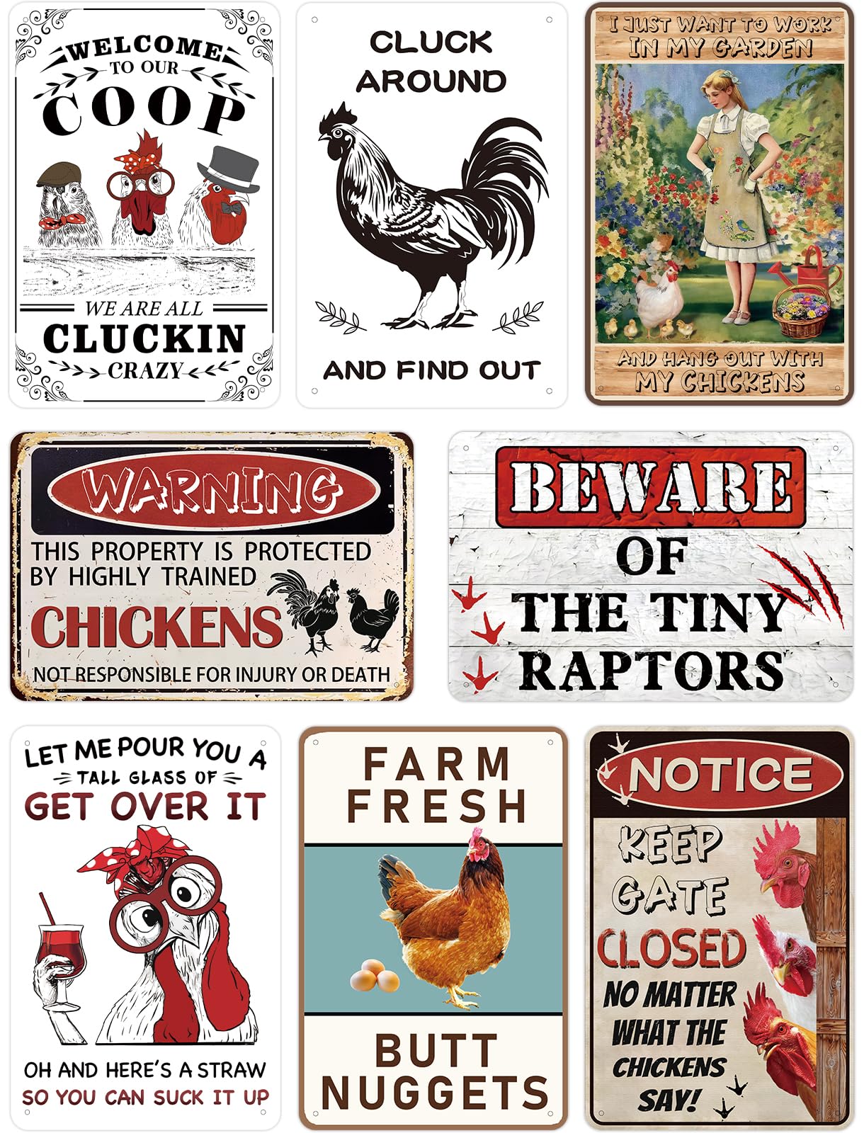 Amazon.com : 8 Pack Chicken Coop Signs, Funny Chicken Decor for ...