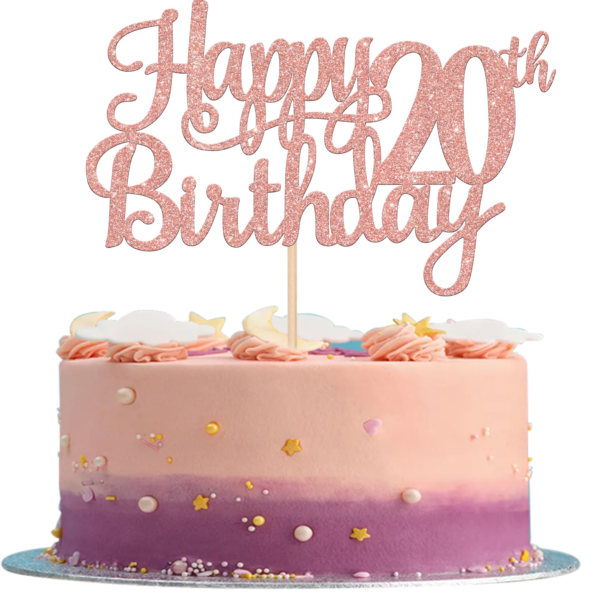 Amazon.com: 1 PCS Happy 20th Birthday Cake Topper Glitter Cheers to 20 ...