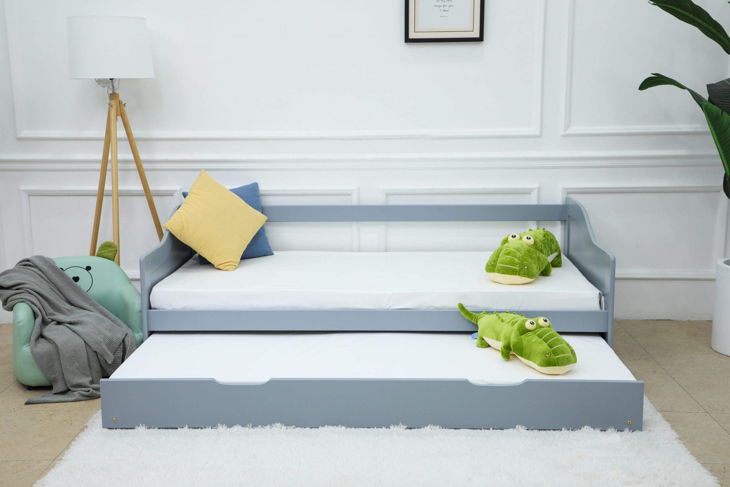 Buy Kamco Day Bed/Guest Bed Grey Oak Wood with 2x Single Beds - Wooden ...