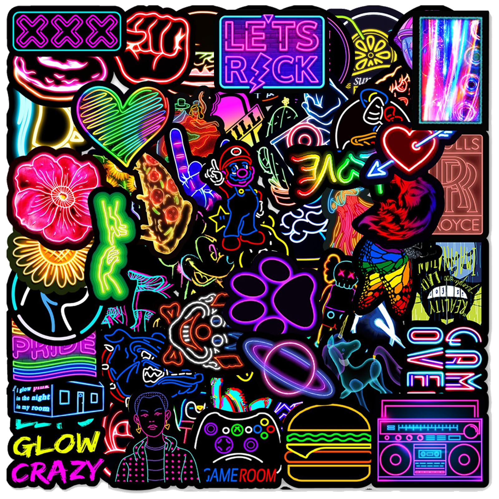 TYXHXTF 200 Pcs Neon Stickers Pack, Cool Graffiti Stickers, Waterproof ...