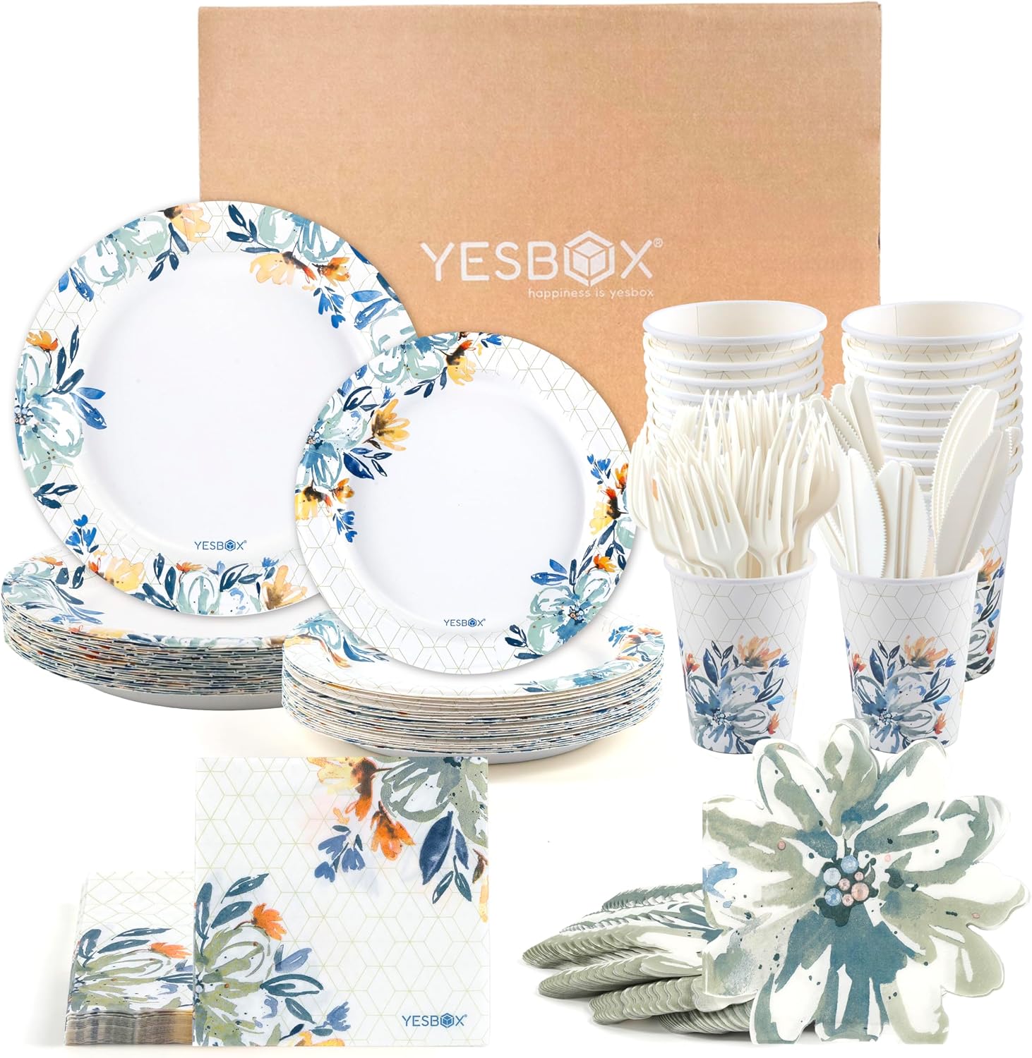 Amazon.com: Yesbox Party Plates, Cups, and Napkins Sets - 140-Piece ...