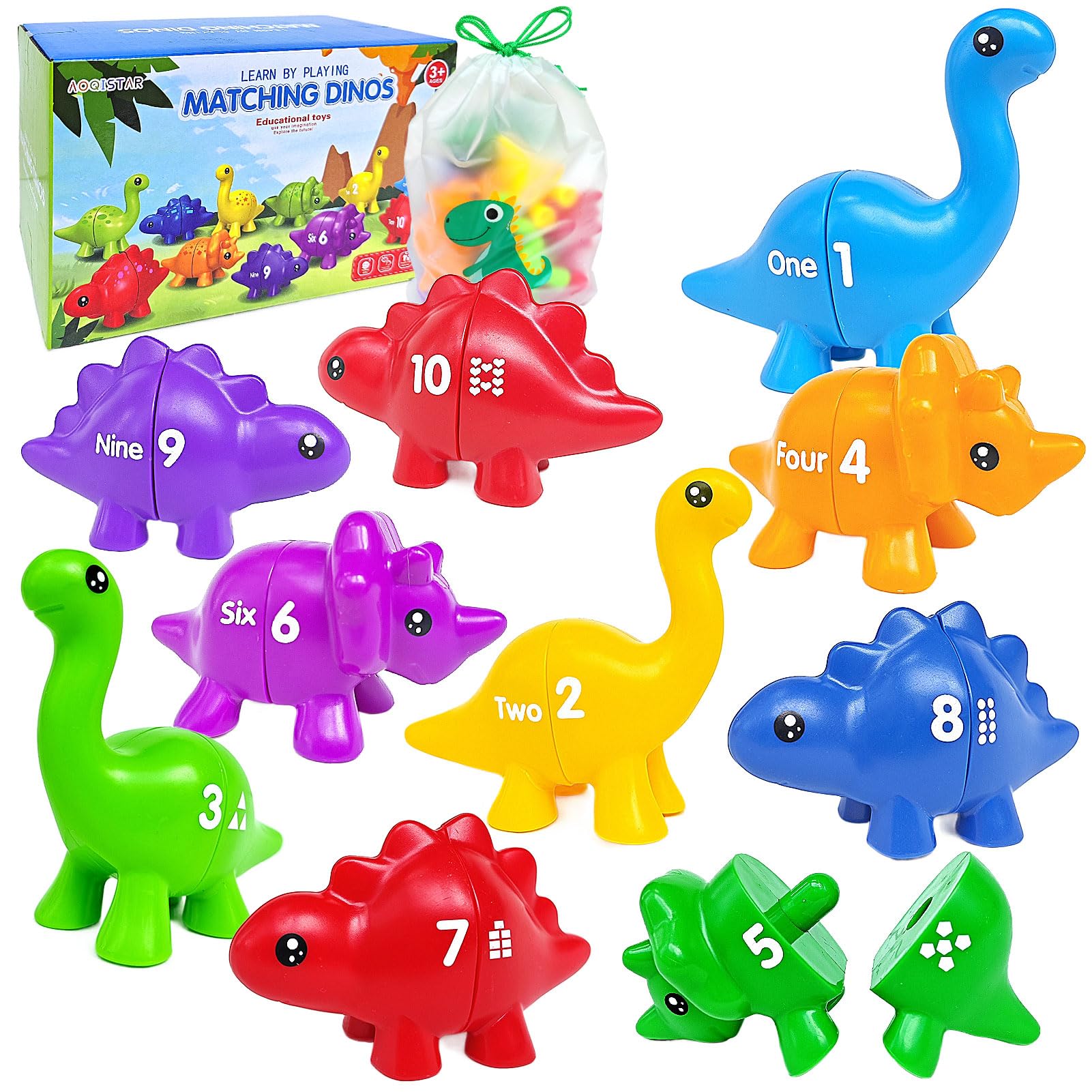 Snapklik.com : Matching Dinosaur Toys Number 1-10, Fine Motor Toys ...