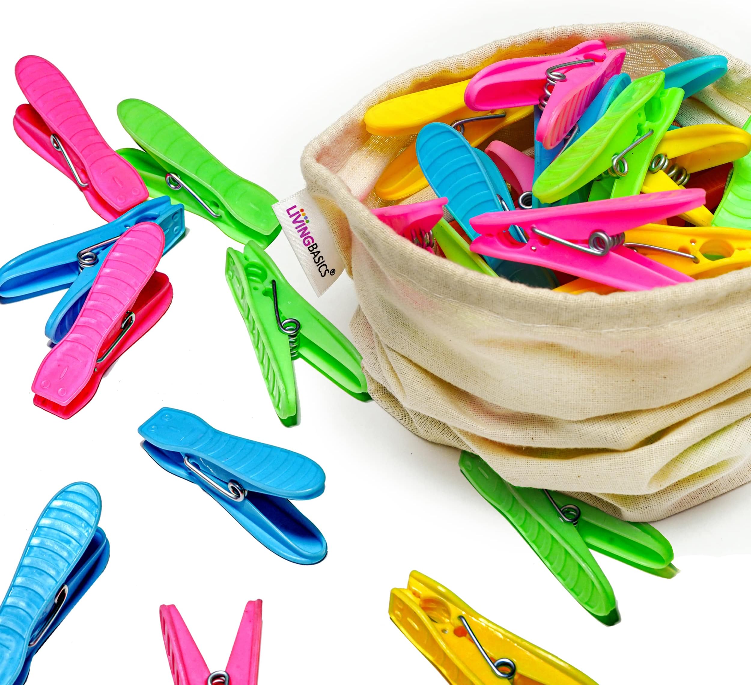 KITSEN 24 Pcs Cloth Drying Clips, Clothes Pegs for Rope/Stand/Pipe ...