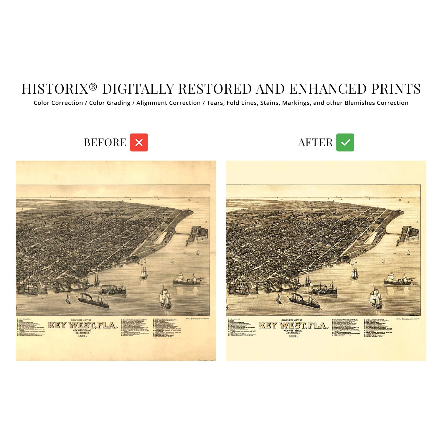 Snapklik.com : Vintage 1884 Map Of Key West Florida - 24x36 Inch ...