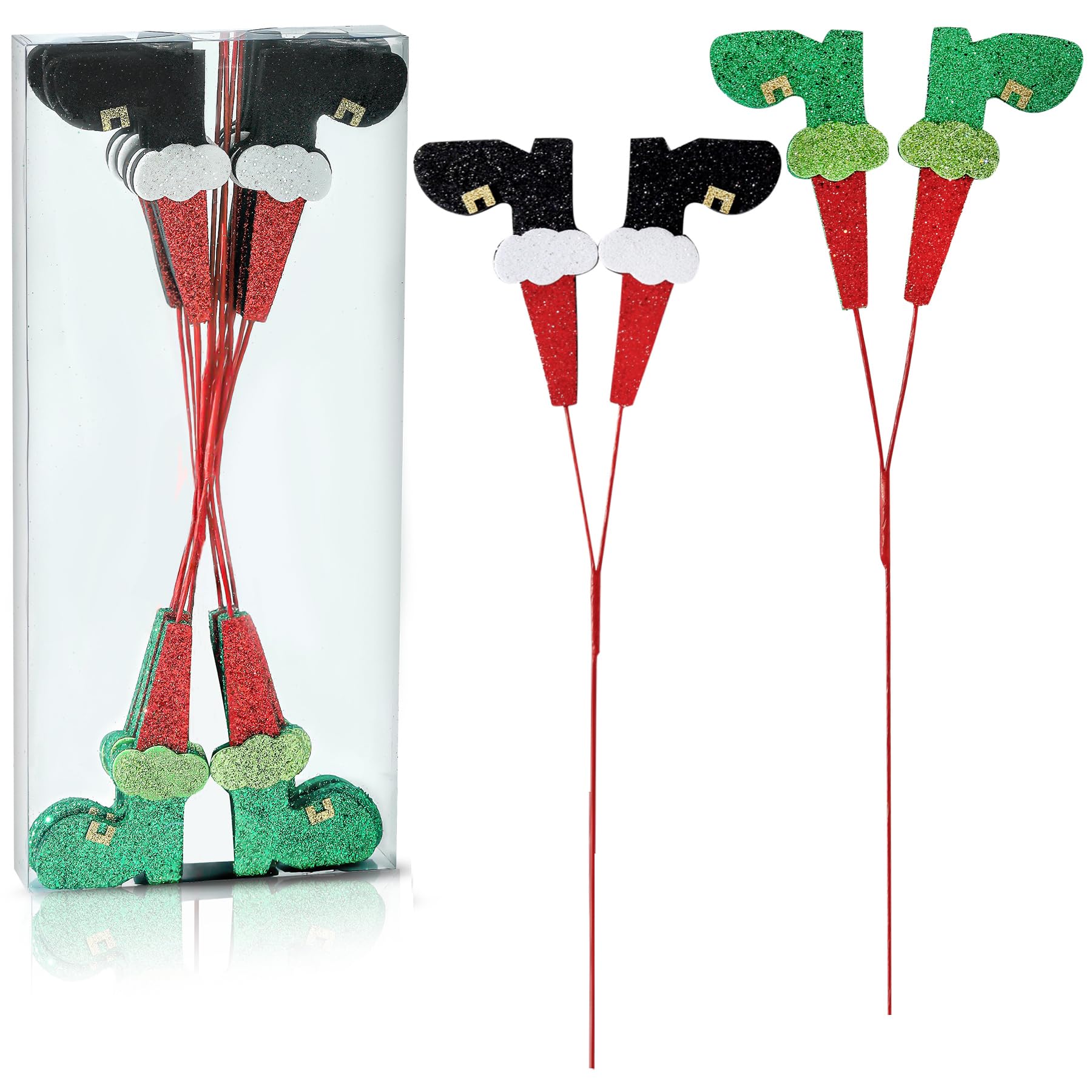Amazon.com: 8Pcs Red Black/Red Green Christmas Elf Feet Picks,Christmas ...