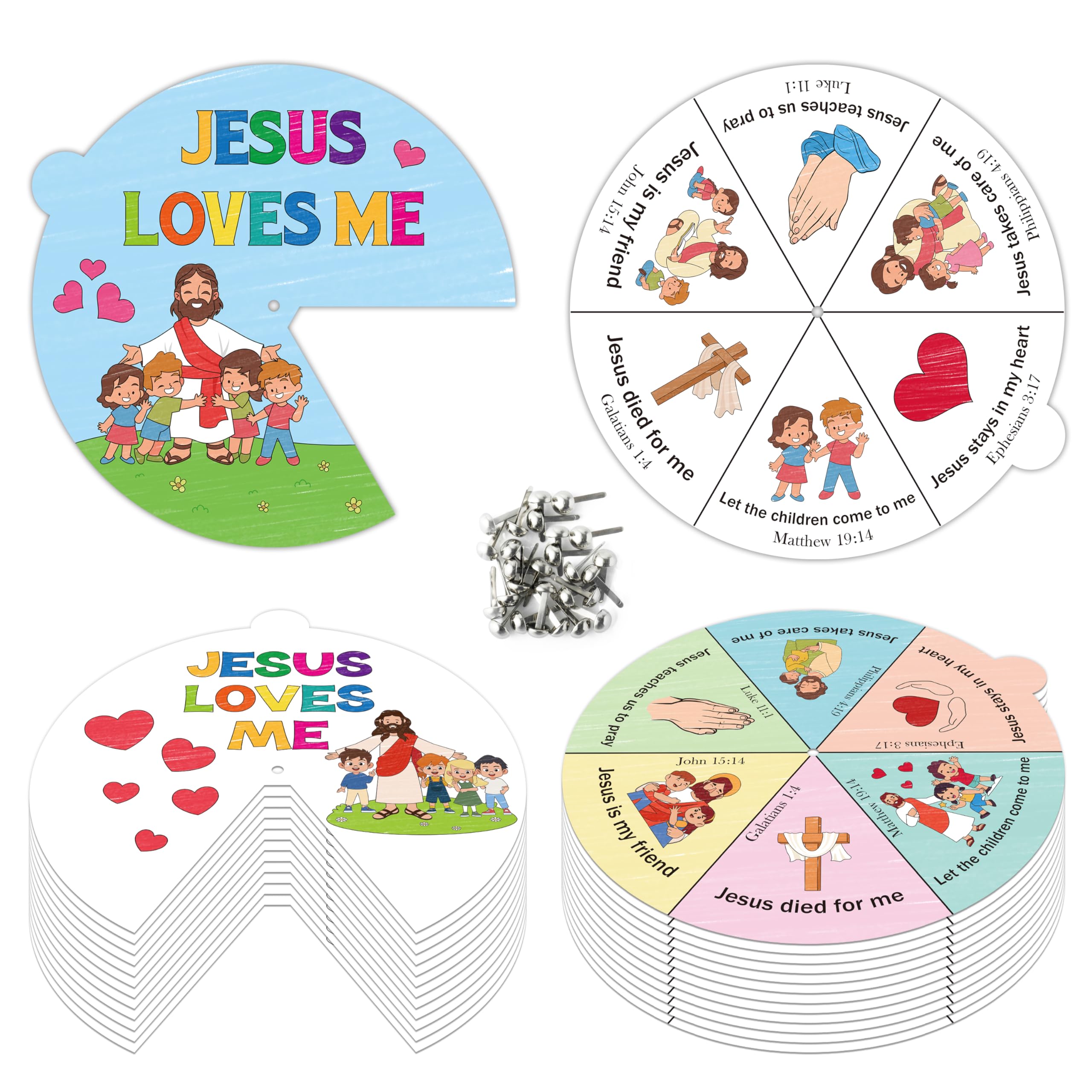 Amazon.com: COcnny Religious Coloring Wheel Craft- 24 Sets Color Your ...