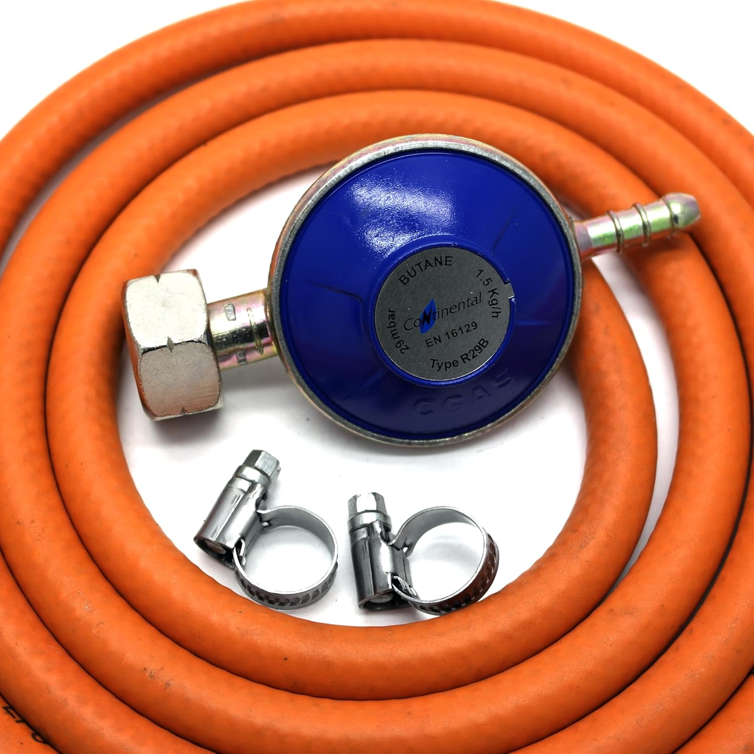 4.5kg BUTANE GAS REGULATOR With 2m HOSE + 2 CLIPS Fits Calor Gas 4.5kg ...