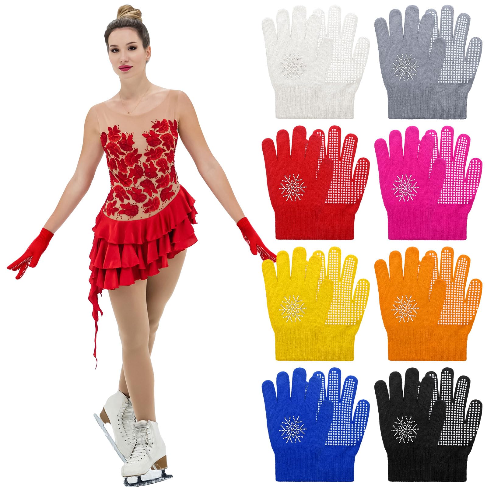 Amazon.com: Chuarry 8 Pairs Ice Skating Gloves for Teen Anti Slip ...