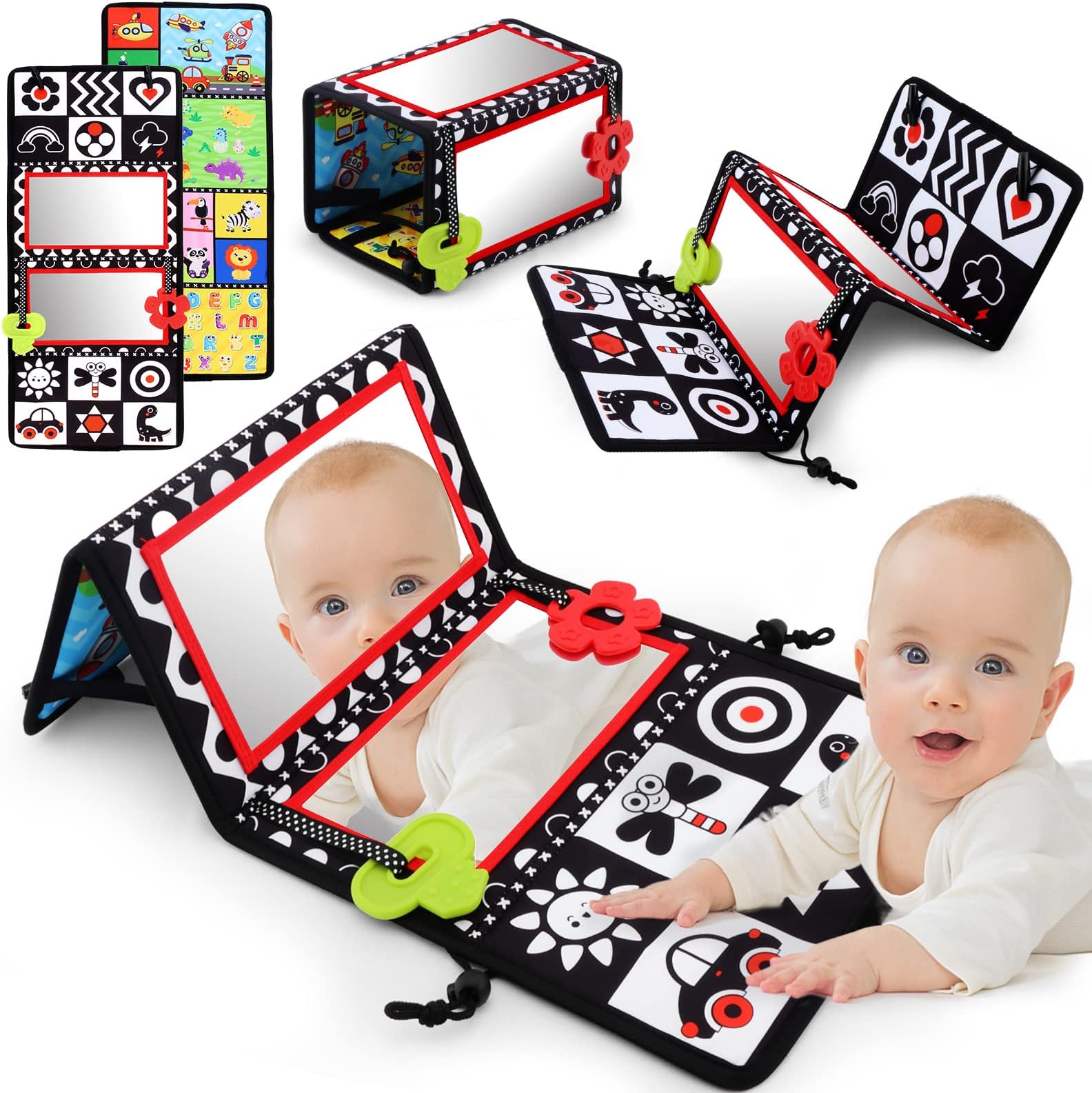 Amazon.com: Tummy Time Floor Mirror with Teethers, Double-Sided Baby ...