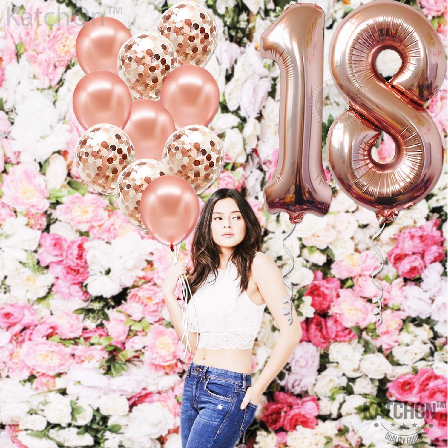 Buy Giant 40 Inch 18 Balloon Numbers - Rose Gold | 18th Birthday ...