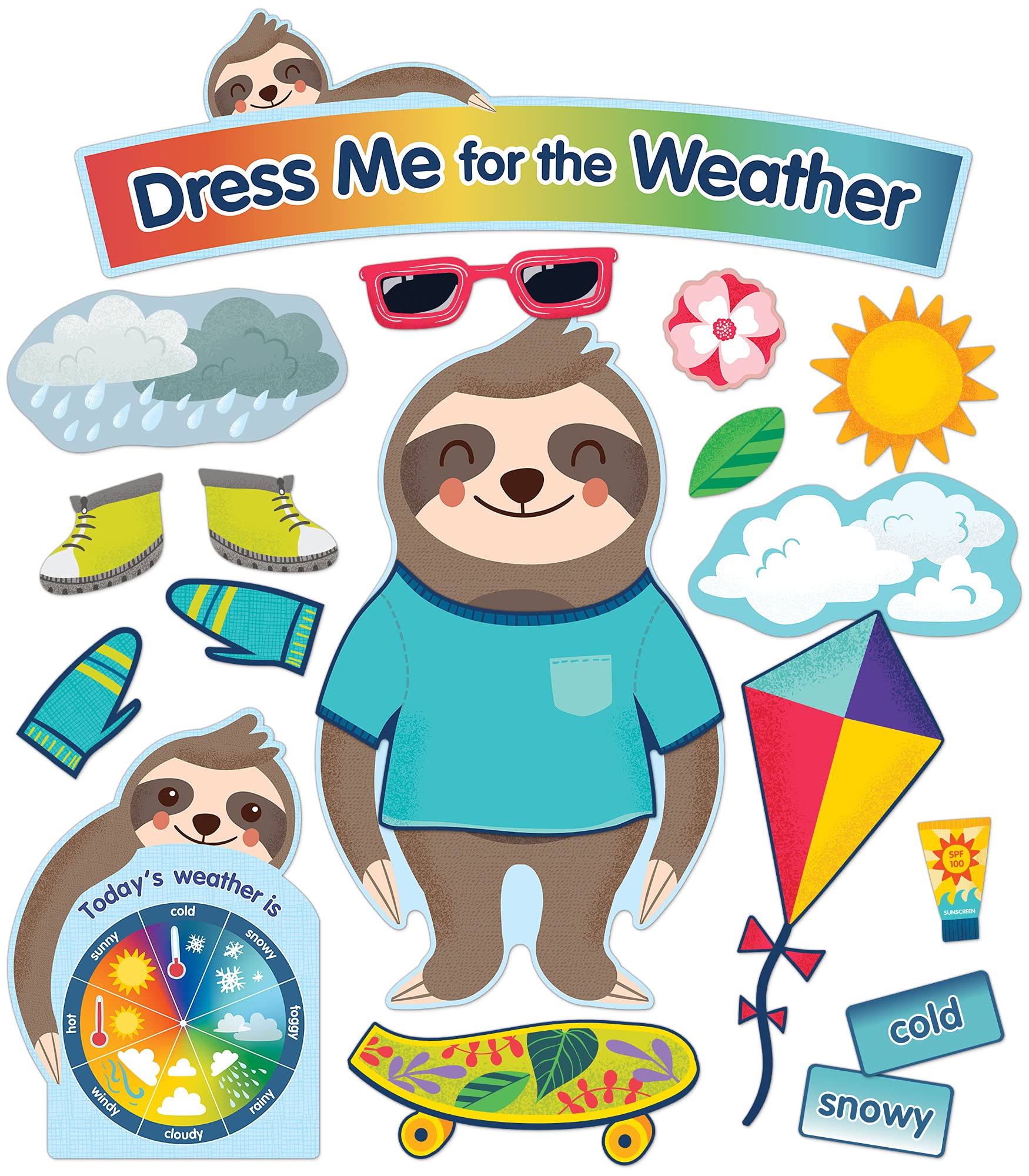 Buy Carson Dellosa One World Sloth Weather Bulletin Board Set—Seasons ...