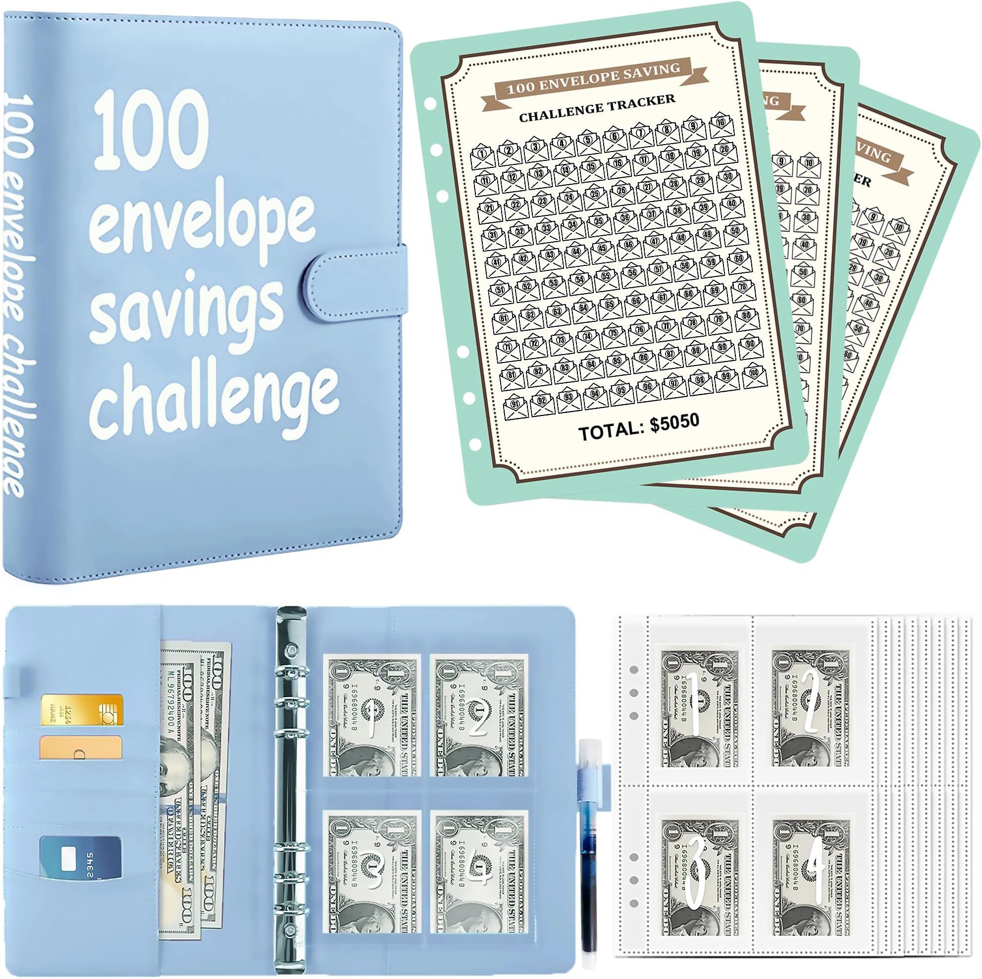 Amazon.com : Jetec 1000 Money Saving Challenge with 25 Binder Mini ...