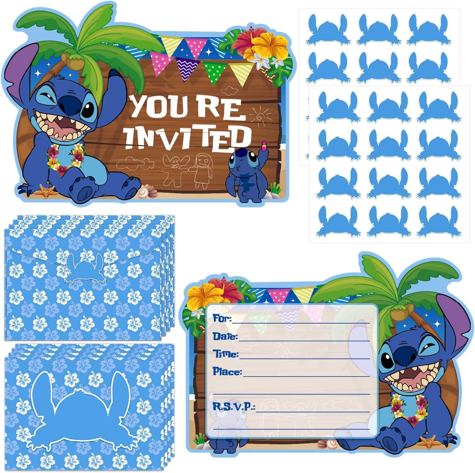 Amazon.com : GeRRiT 20Pcs Stitch Themed Party Invitation Cards, Stitch ...