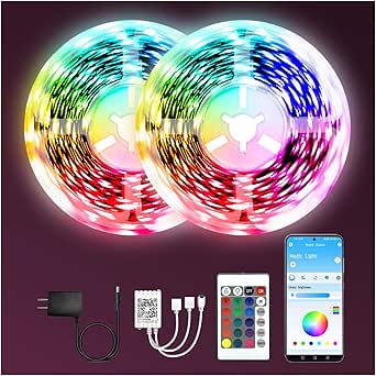 Amazon.com: dalattin Led Lights for Bedroom 130ft(2 Rolls of 65.6ft ...